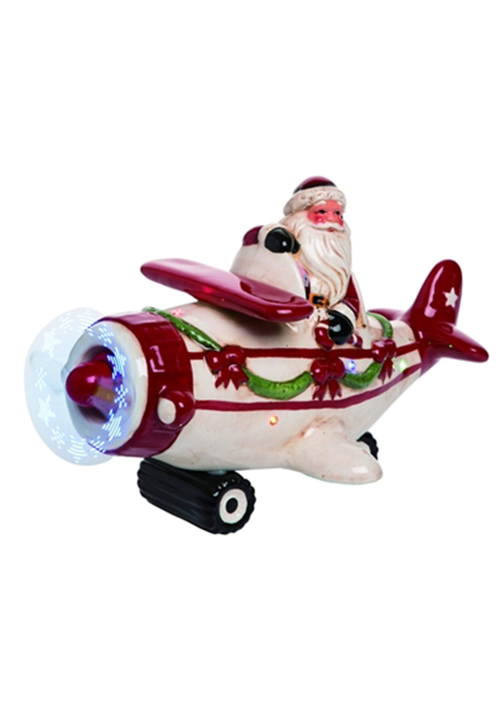 Transpac The Light Up Musical Santa Plane Christmas Decor Standard ...