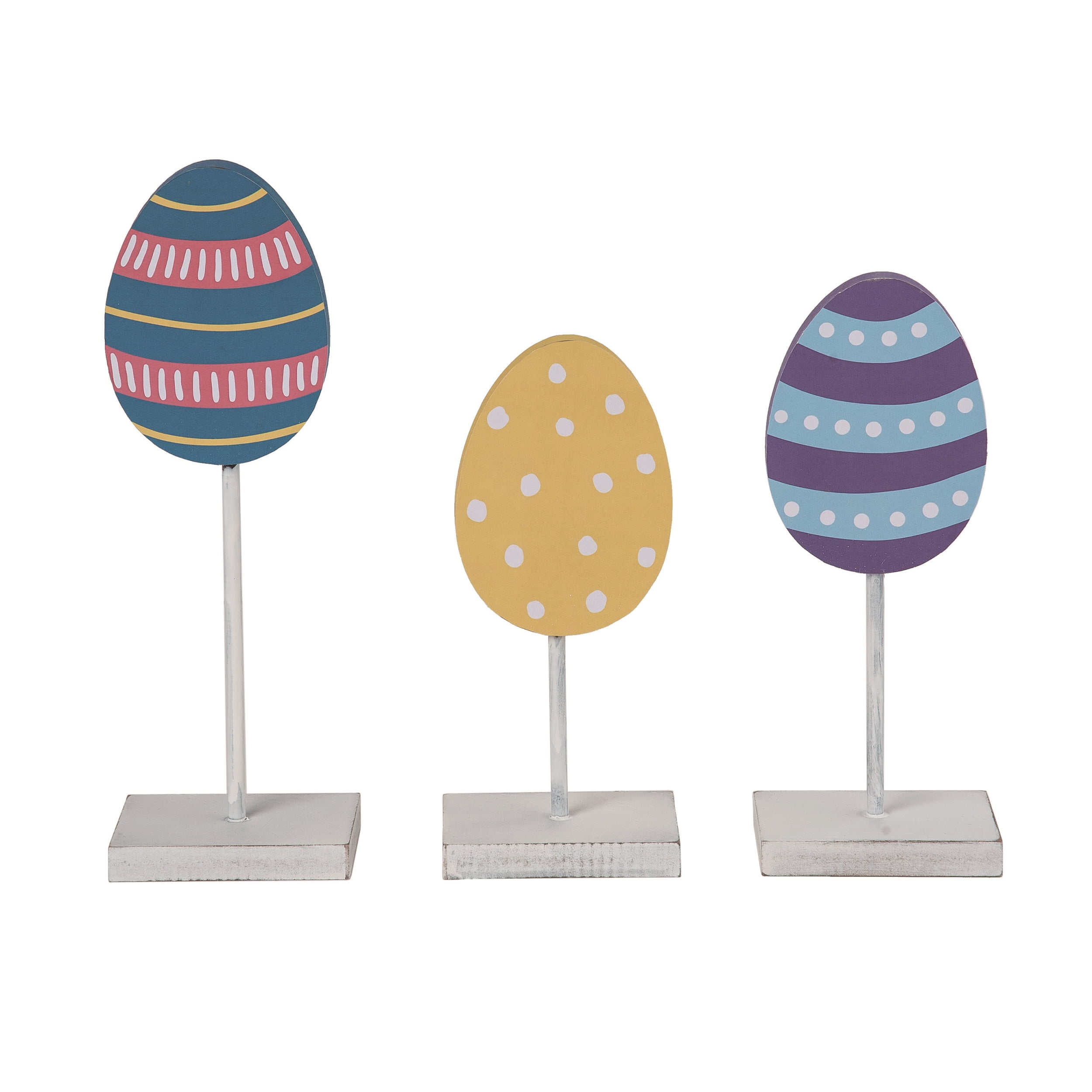 Transpac 11.6 Inch Multicolor Easter Standing Eggs Block Decor Set of 3 ...