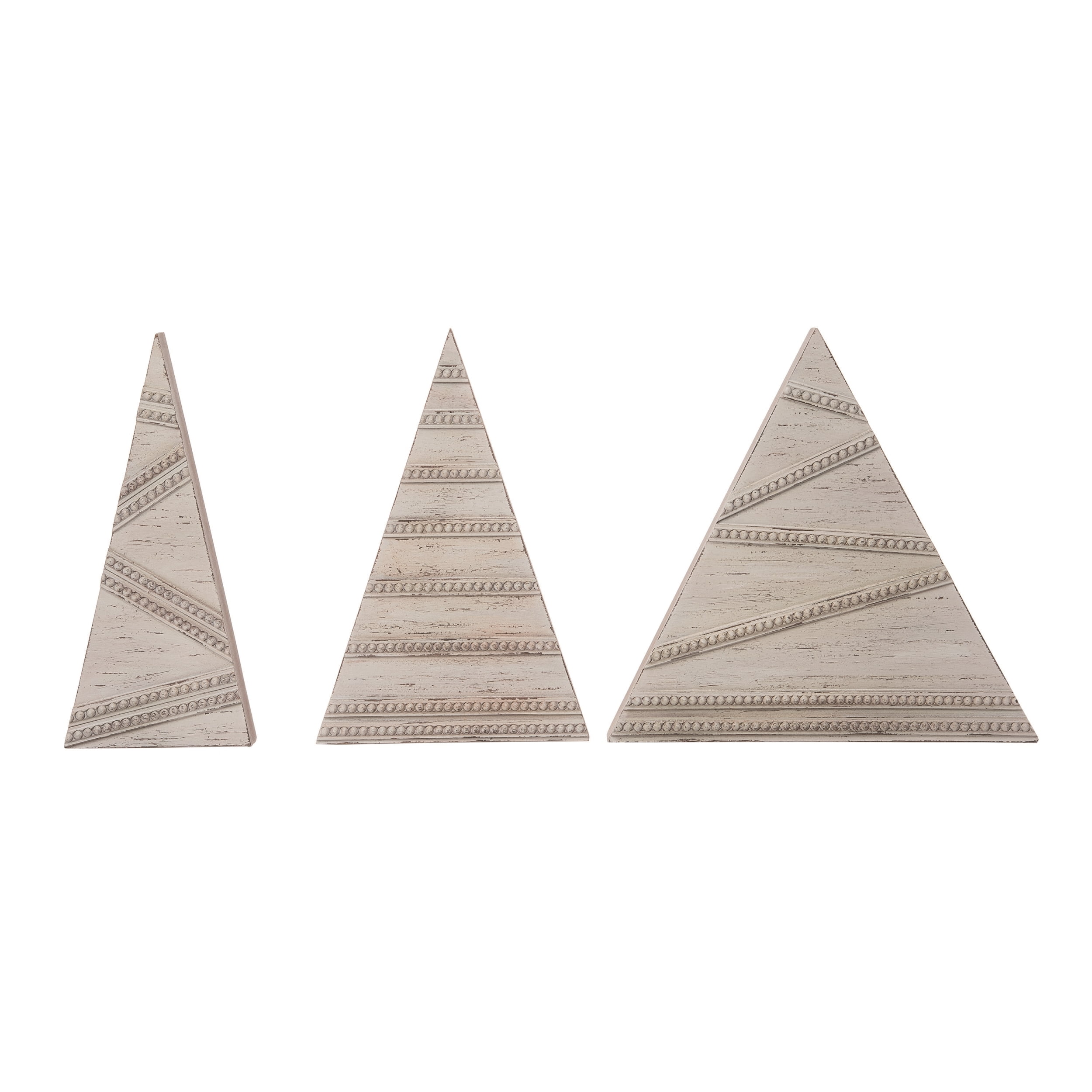 Transpac Wood 11.69 in Off-White Christmas Textured Winter Trees Set of ...