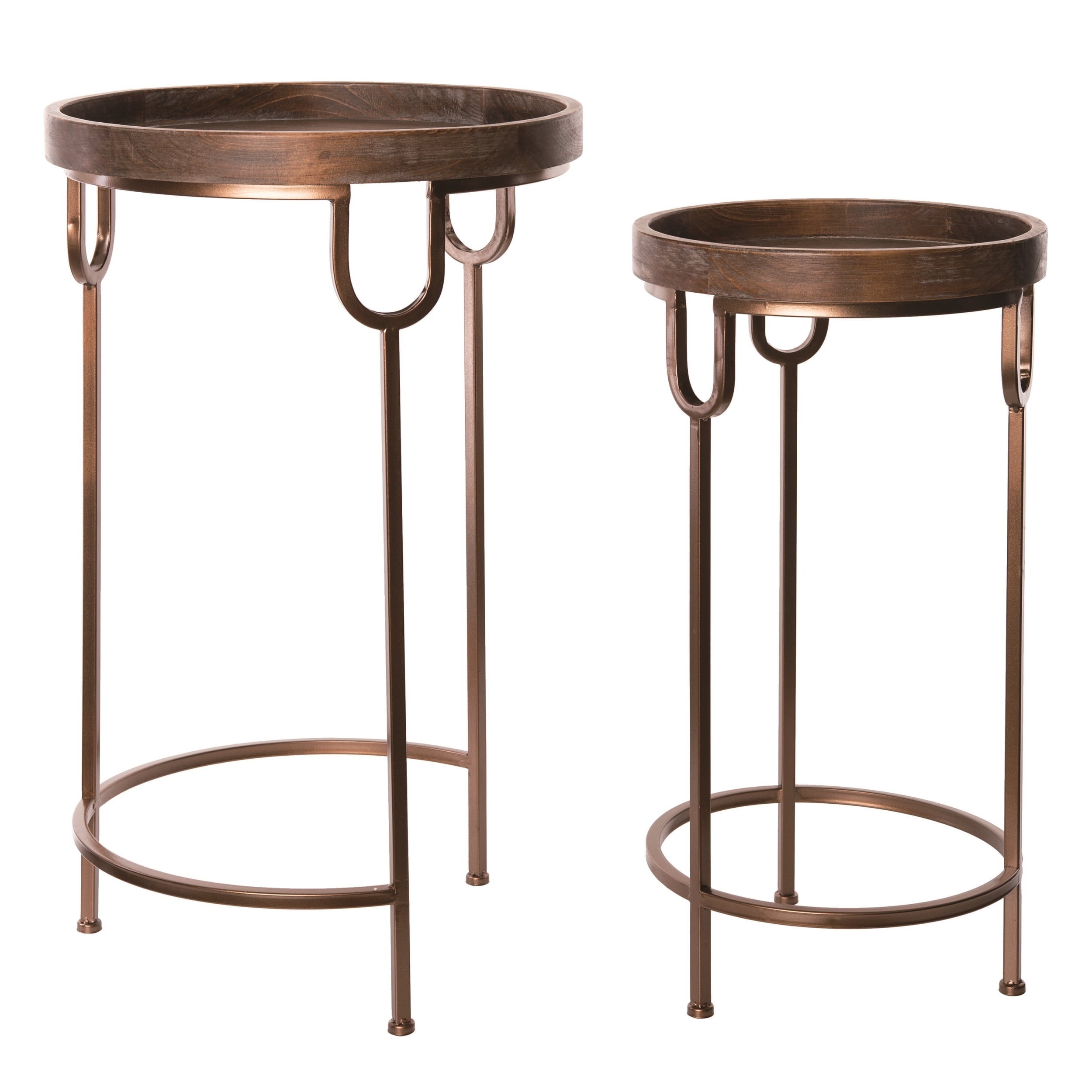 Transpac Wood 17.5 Inch Bronze Spring Nested Plant Stands Set of 2 ...