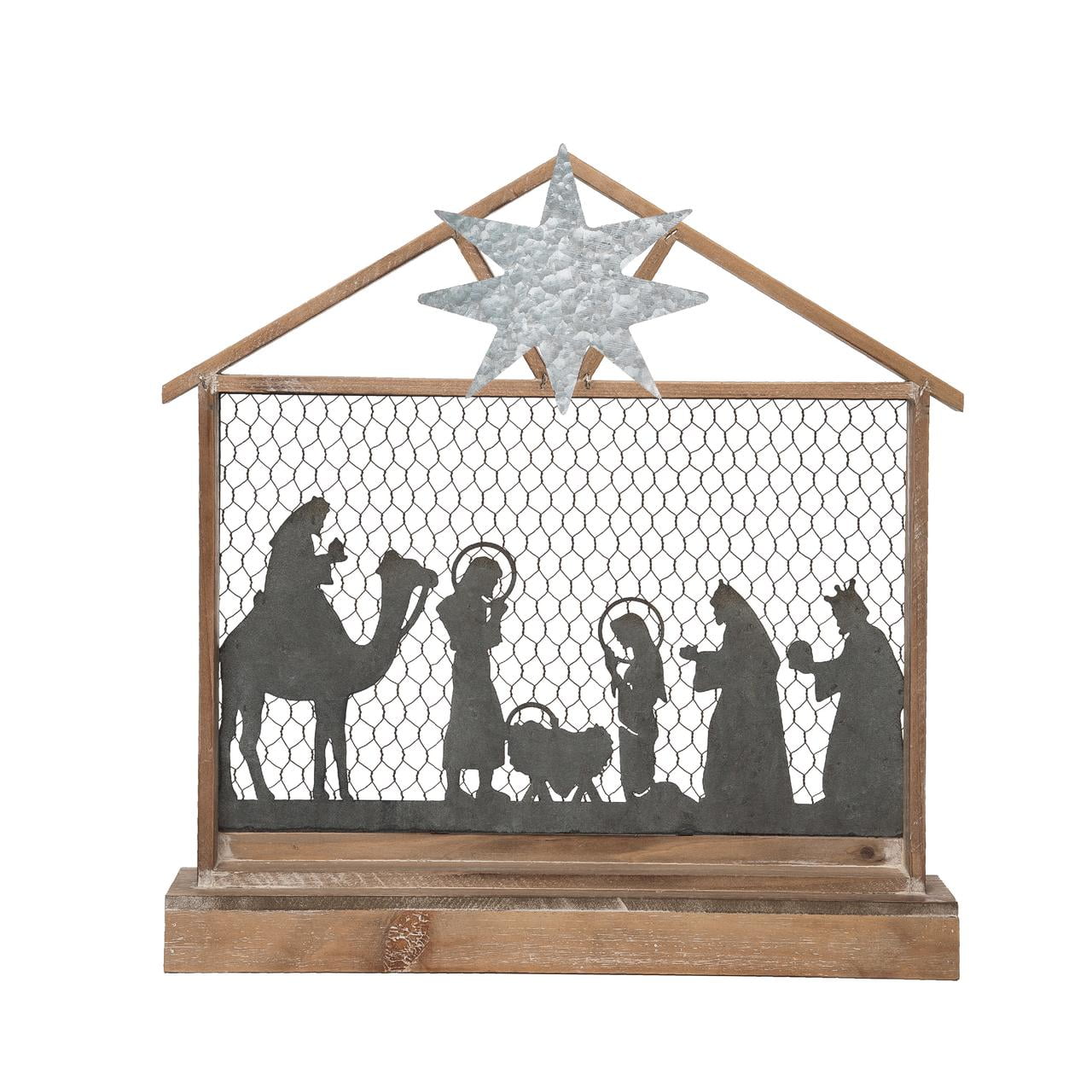 Transpac Wood 21.5 in. Multicolor Christmas Nativity Scene with ...