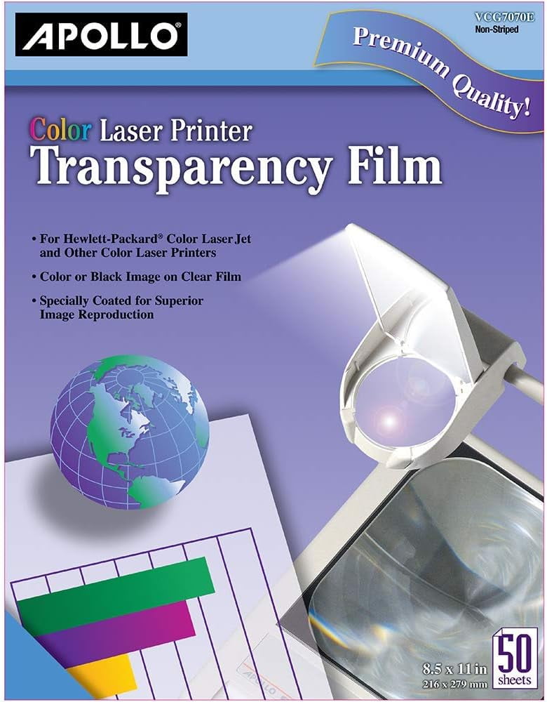 Transparency Film for Laser Printers, Color, 50 Sheets/Pack (VCG7070 ...