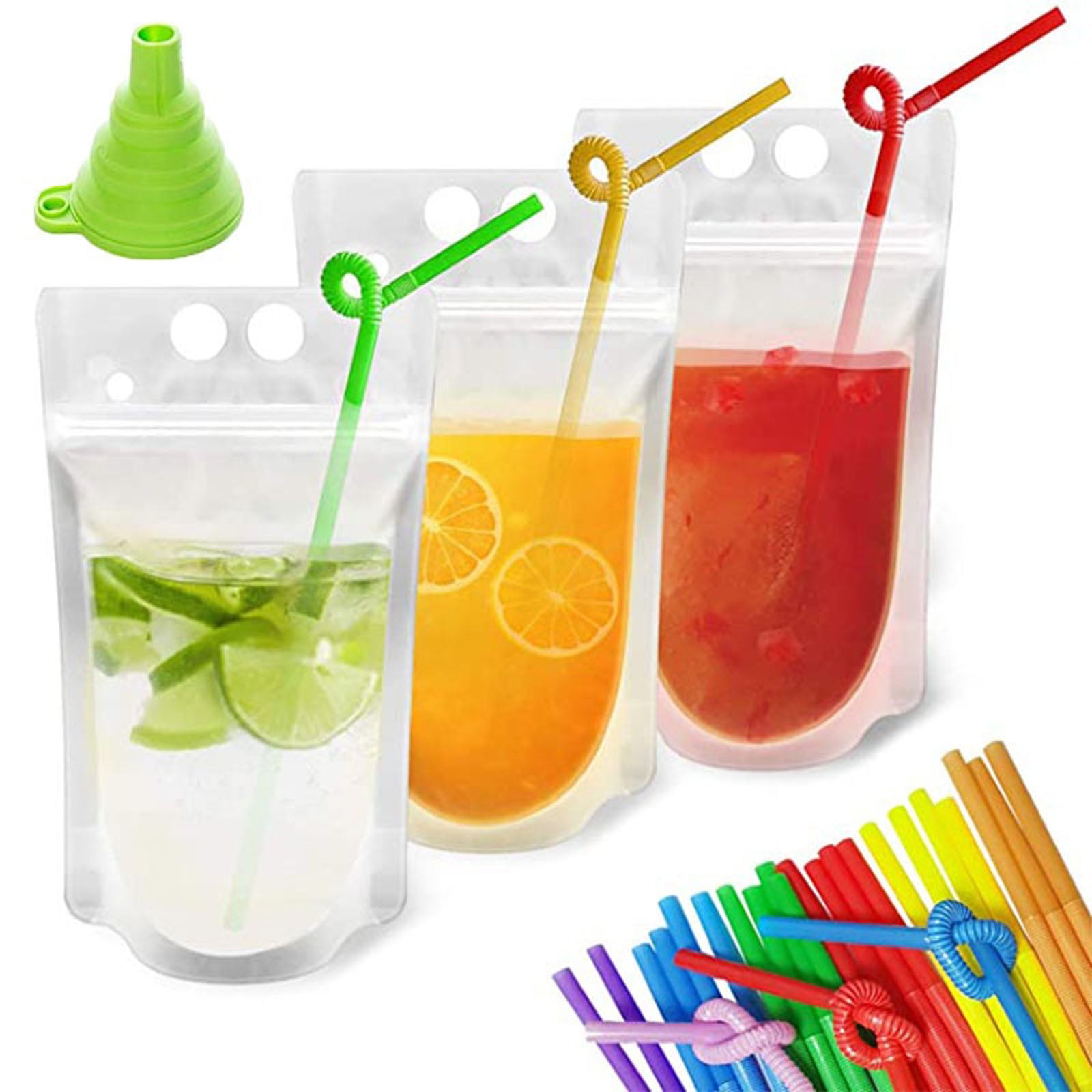 Transparent 16Oz Self-Sealing Beverage Storage Bags, Leakproof For Cold ...