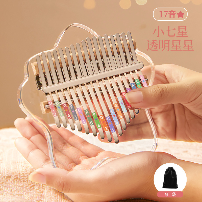 Transparent 17-Key Thumb Piano with Tuning Hammer Portable Kalimba for ...