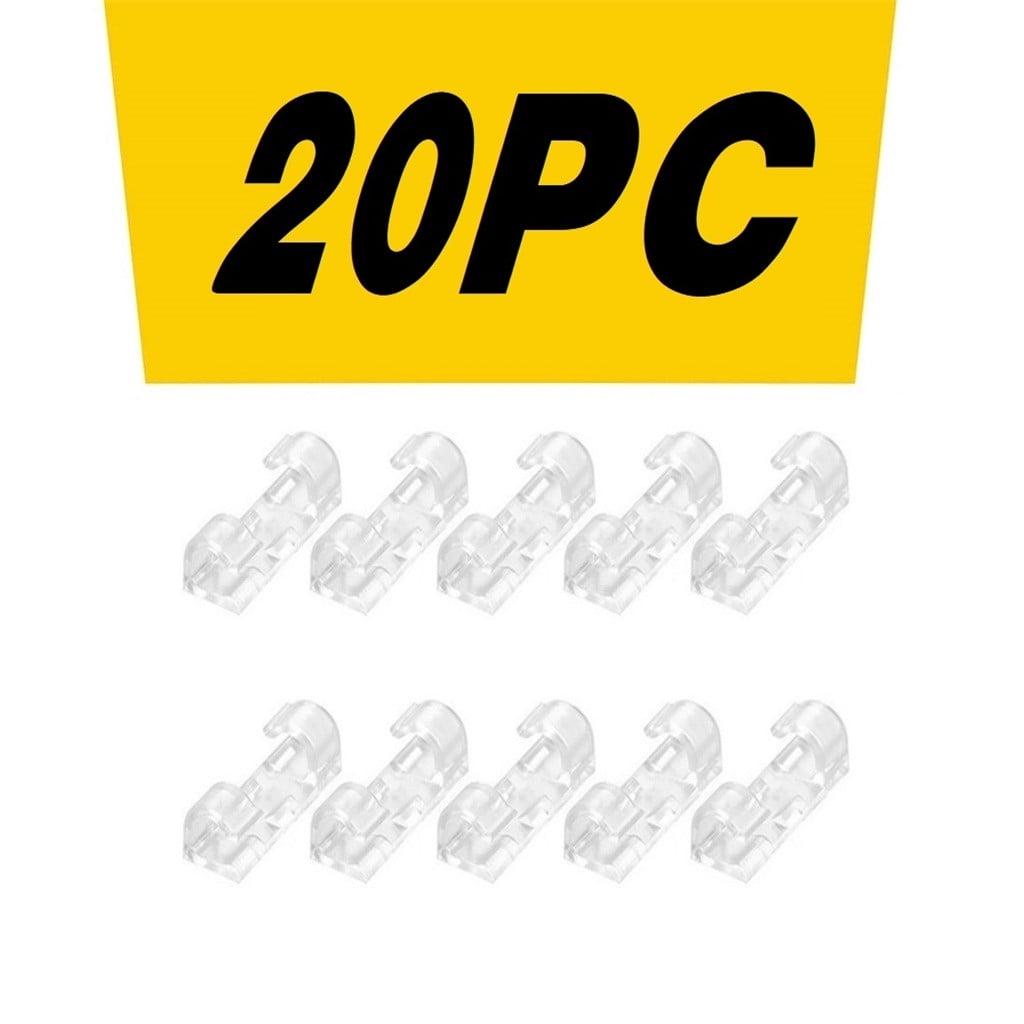 Transparent 20Pc Self-Adhesive Desktop Cable Organizer Fixing Clamp ...