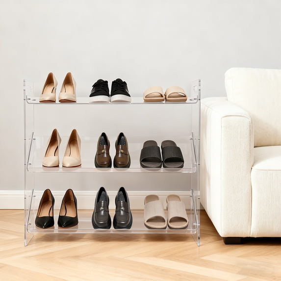 Transparent Acrylic 70x17x69cm 3-Layer Shoe Rack Large-Capacity Shoe ...
