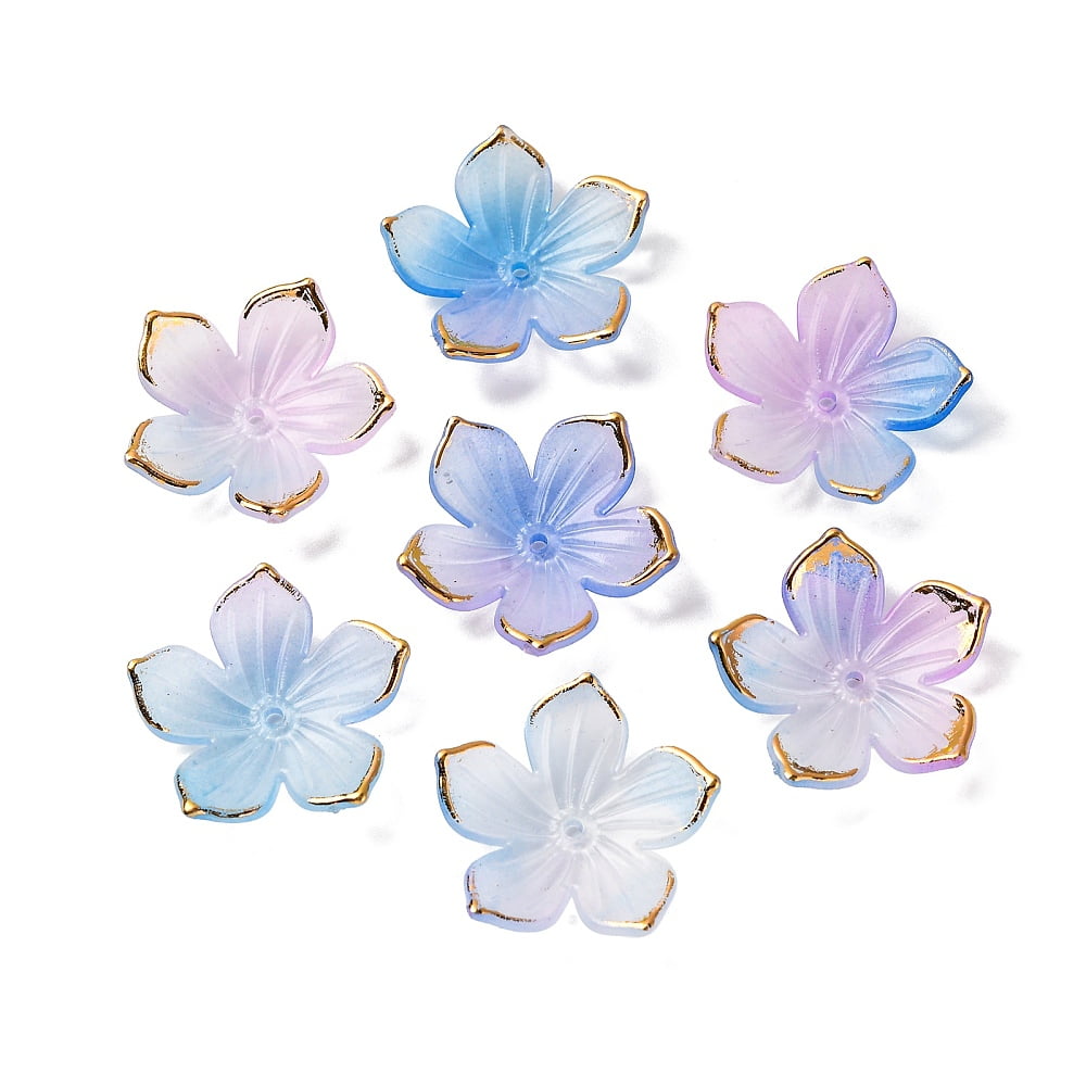 Transparent Acrylic Bead Caps with Golden Eadge Flower Lilac 23.5x1.5mm ...