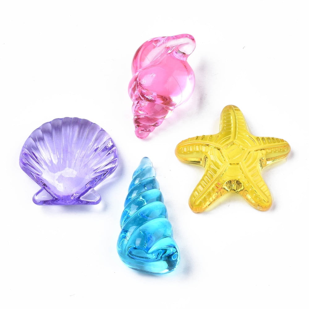 Transparent Acrylic Beads No Hole/Undrilled Seashell Series Mixed color ...
