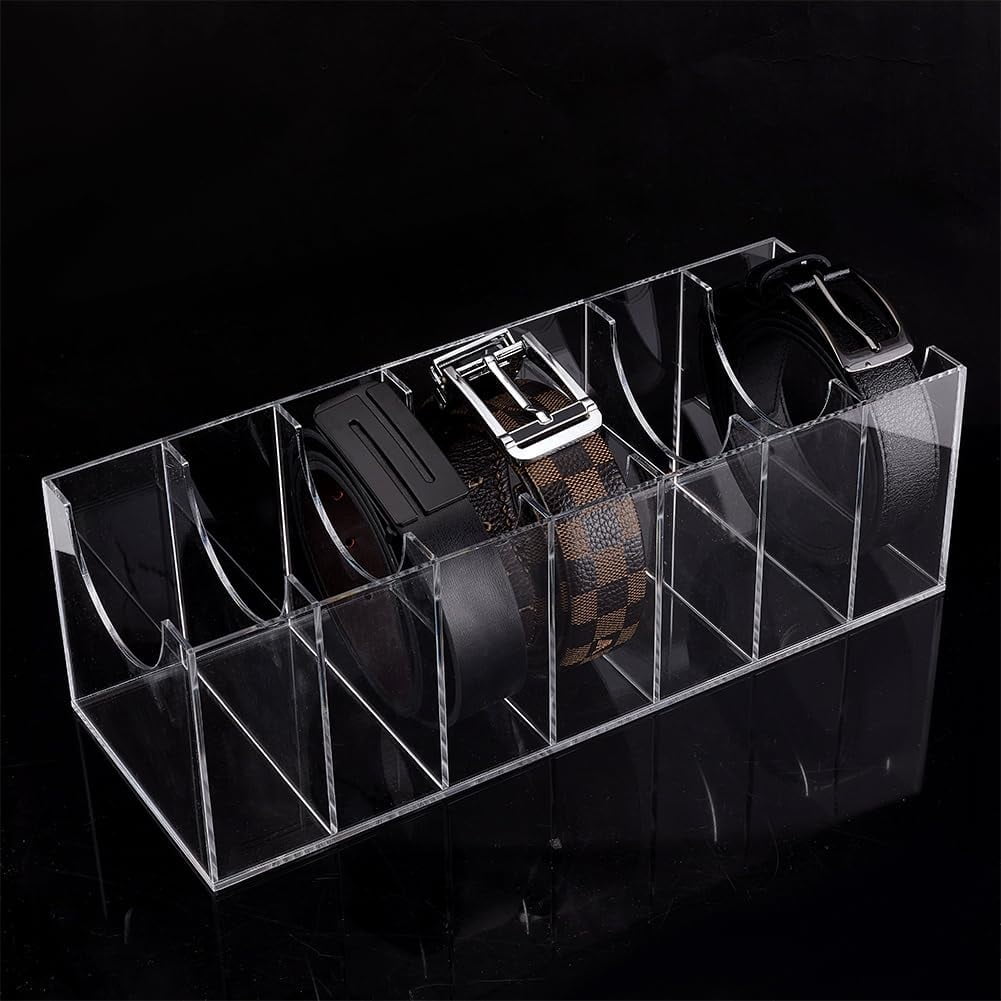 Transparent Acrylic Belt Organizer Holder with 7 Compartments Belt ...