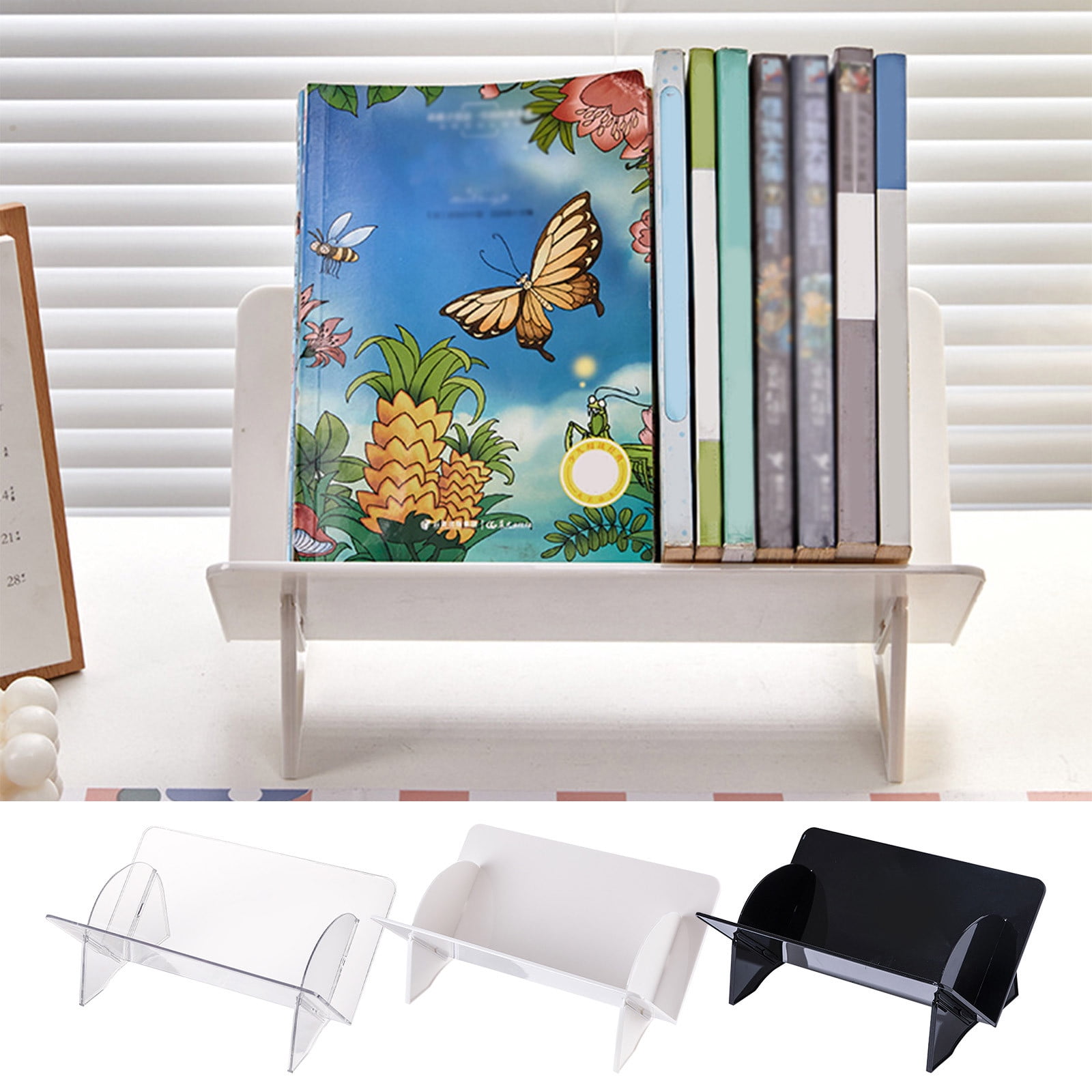TistGsts Clear Acrylic Book Stand, Desk Storage Shelf, Sturdy Frame ...