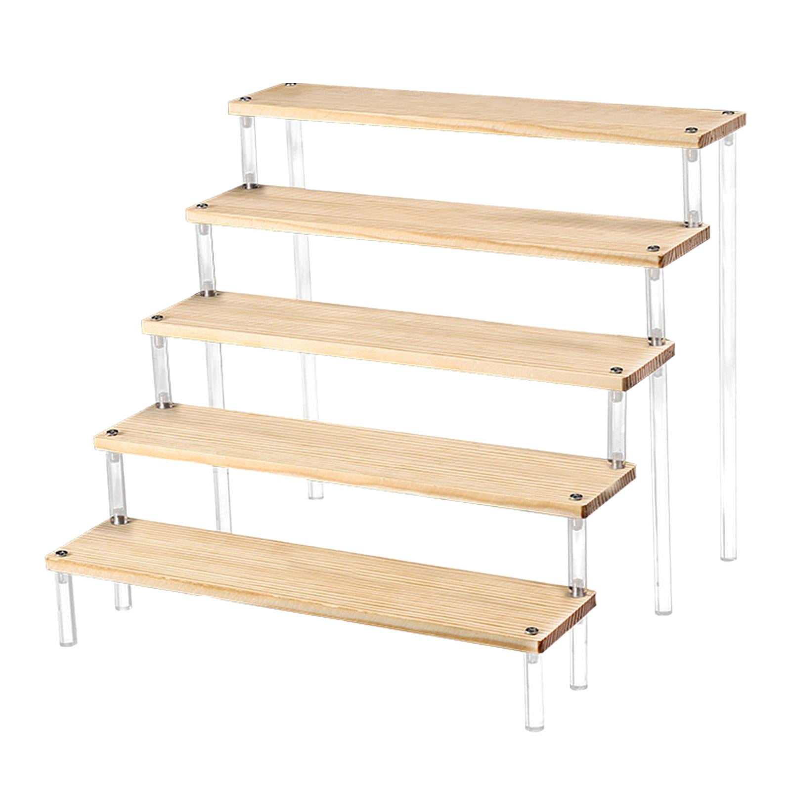 Transparent Acrylic Display Riser Shelves Cupcakes Holder Storage Wood ...