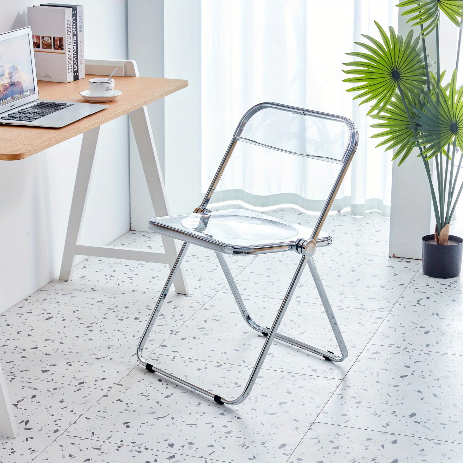 Transparent Acrylic Folding Chair with Steel Chrome Frame, Acrylic ...
