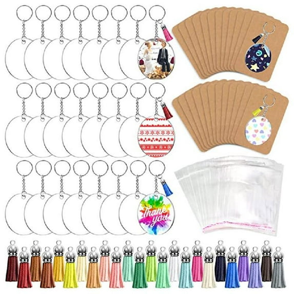 Transparent Acrylic Keychain Blanks Pendants Tassel Keychain DIY Crafts ...