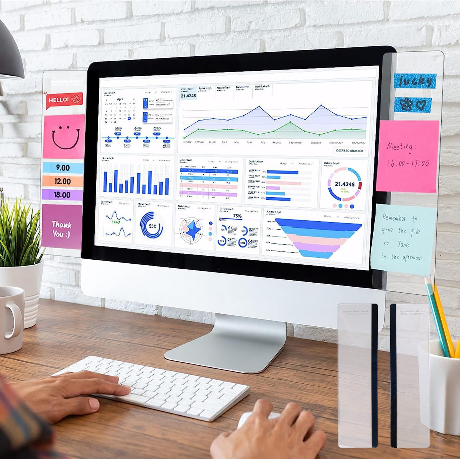 Transparent Acrylic Message Board, Office Desk Memo Board, Clear ...