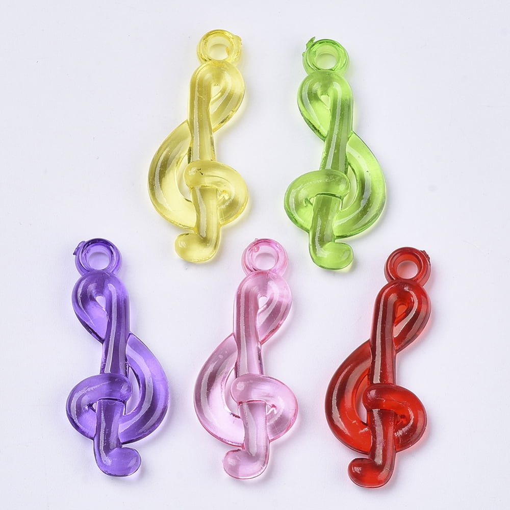 Transparent Acrylic Pendants Dyed Musical Note Mixed color 35x14x4mm ...