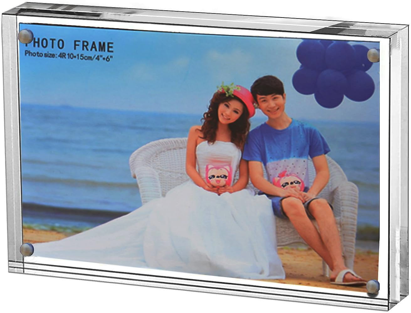 Transparent Acrylic Photo Frame with Magnetic Perspex Holders, Double ...