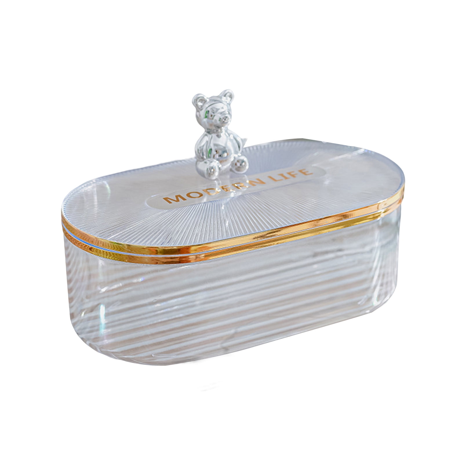 Transparent Acrylic Storage Box with Lid - Cute Bear Face Shield ...