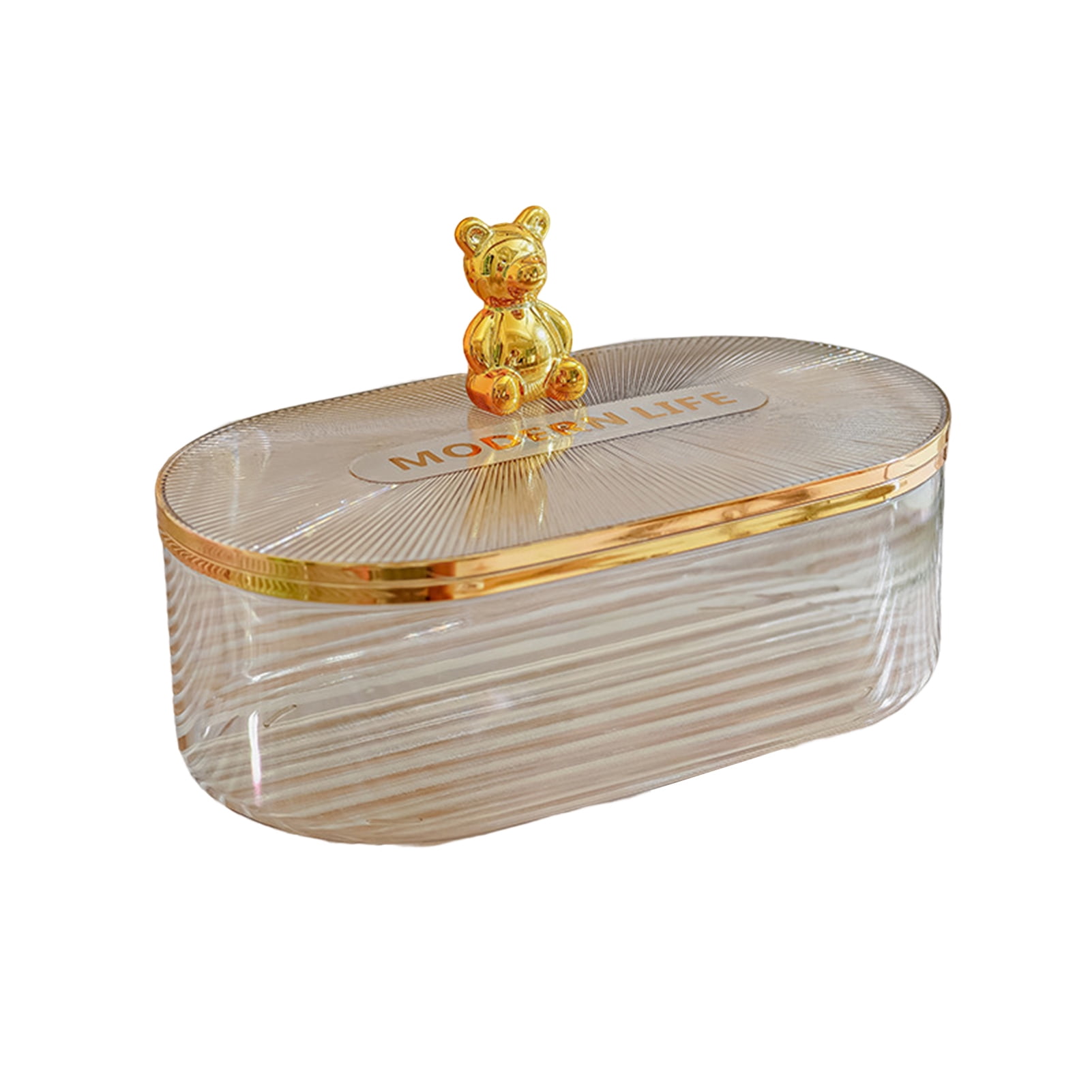 Transparent Acrylic Storage Box with Lid - Cute Bear Face Shield ...