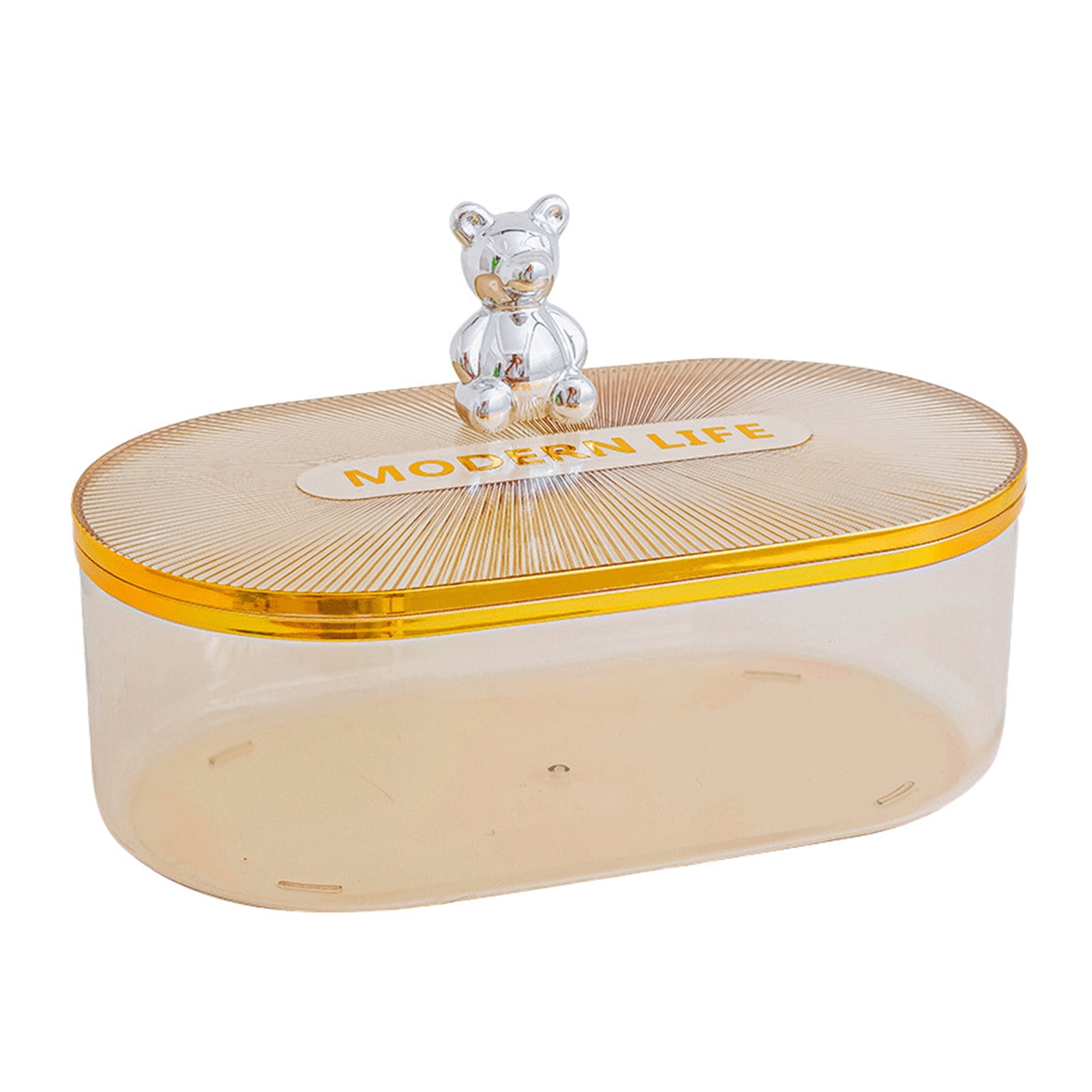 Transparent Acrylic Storage Box with Lid - Cute Bear Face Shield ...