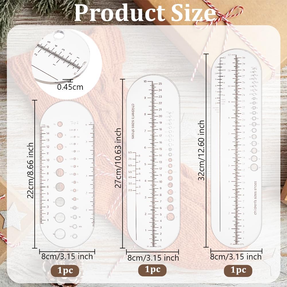 Transparent Acrylic Templates Sock Ruler Knitting Crochet Size ...