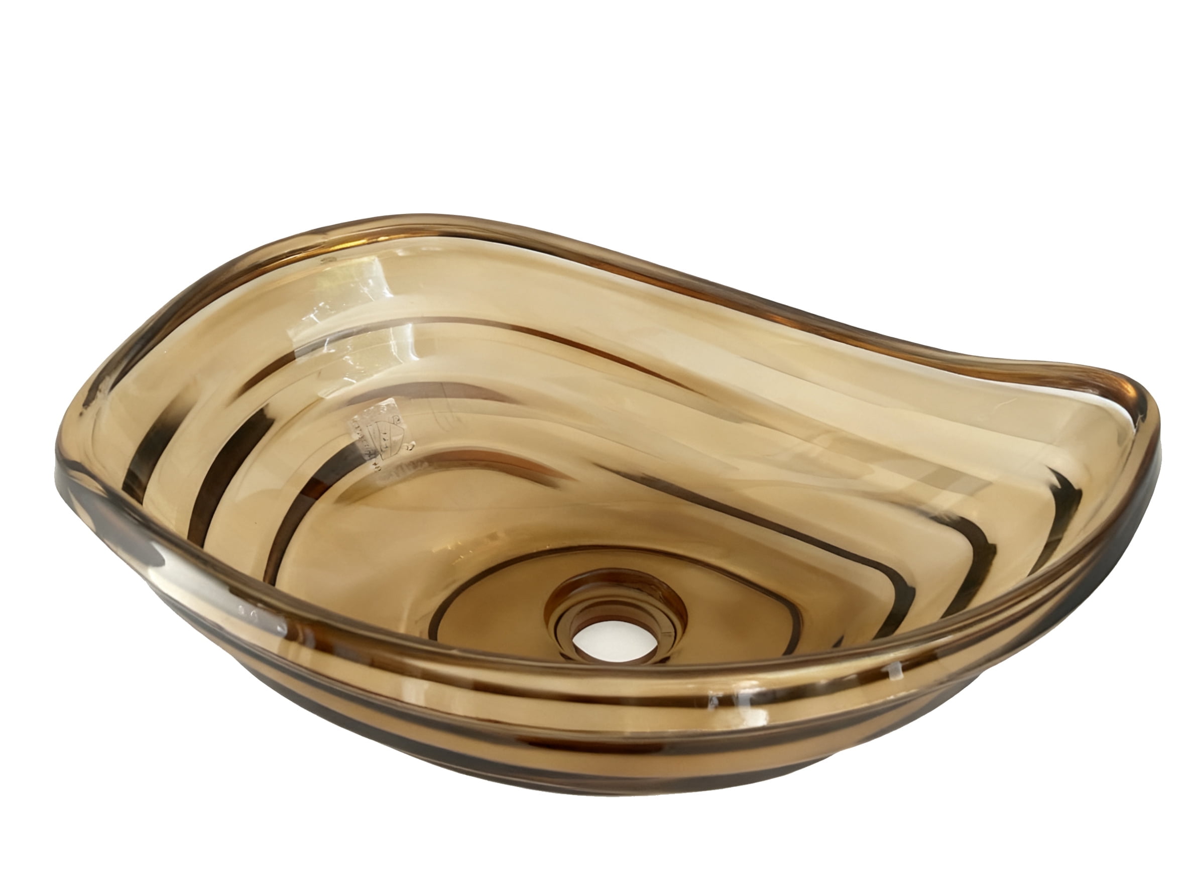 Transparent Amber Glass Vessel Sink, Modern Vanity Bowl with Pop-Up ...