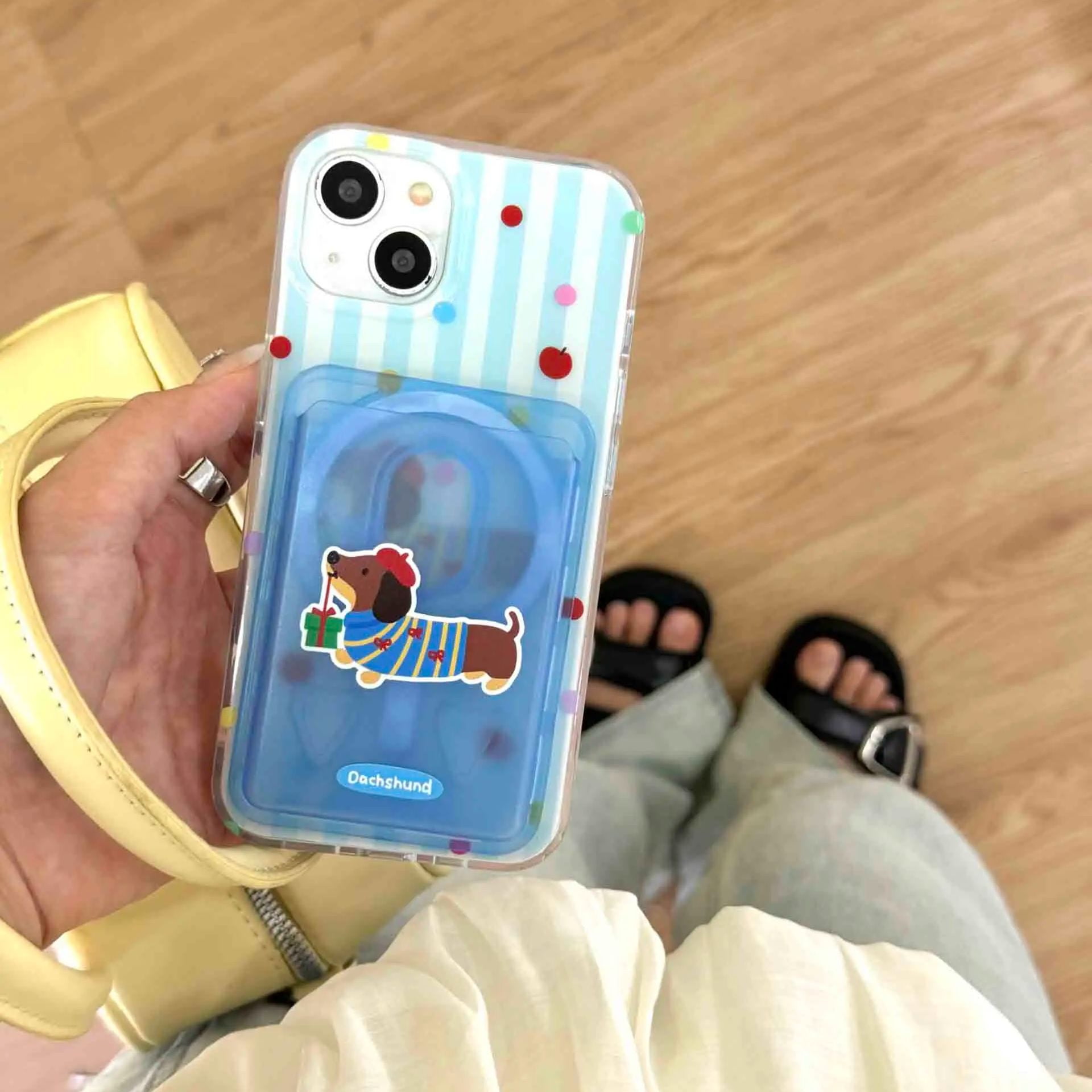 Transparent Blue Card Bag Magnetic Cover For Iphone 14Pro 13 12 14 15 Pro Max 15promax Cartoon ...