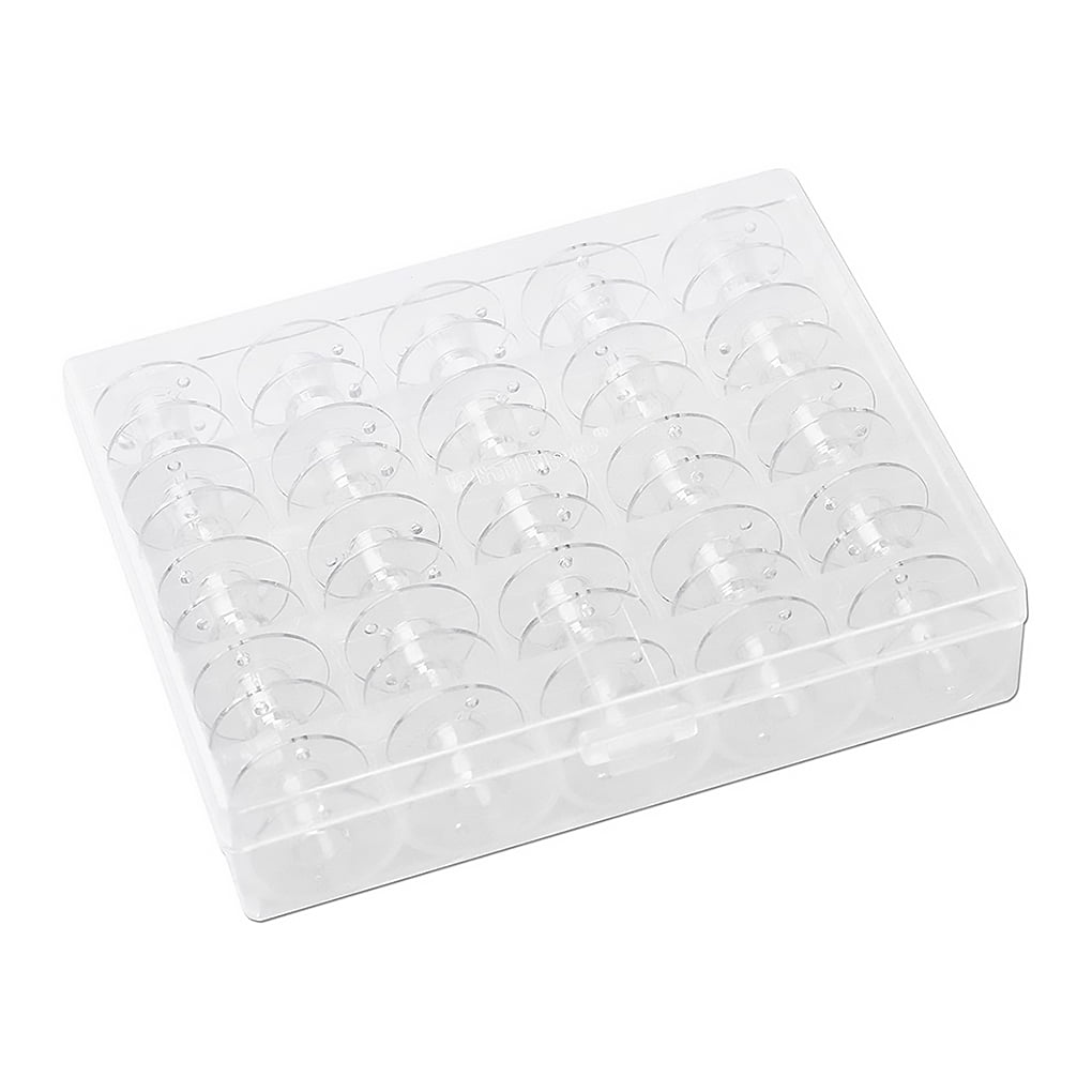 Transparent Bobbin Storage Case with 25Pcs Bobbins Sewing Machine ...