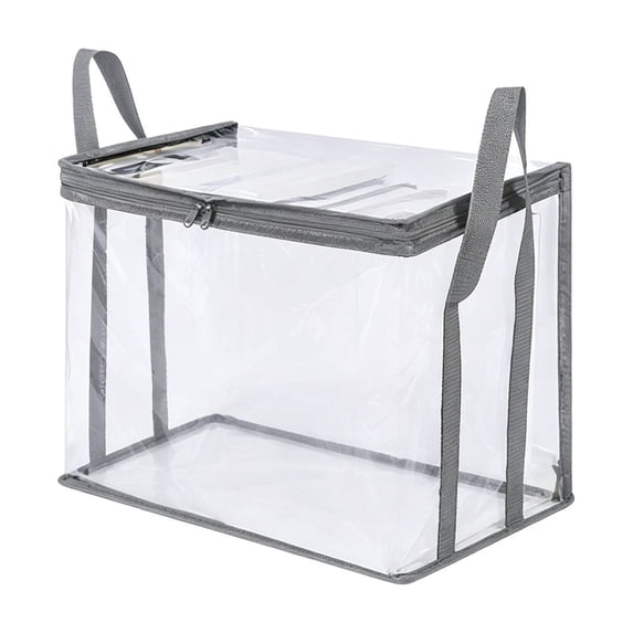 Transparent Book Storage Container, 15-Inch Heavy Duty Fabric Textbook ...