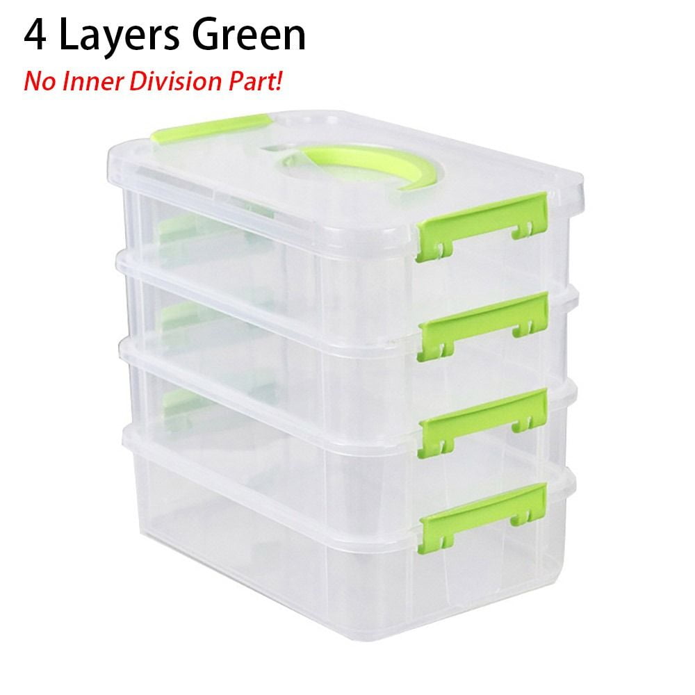 Transparent Box 4-tiers Plastic Storage Box School Office Container ...