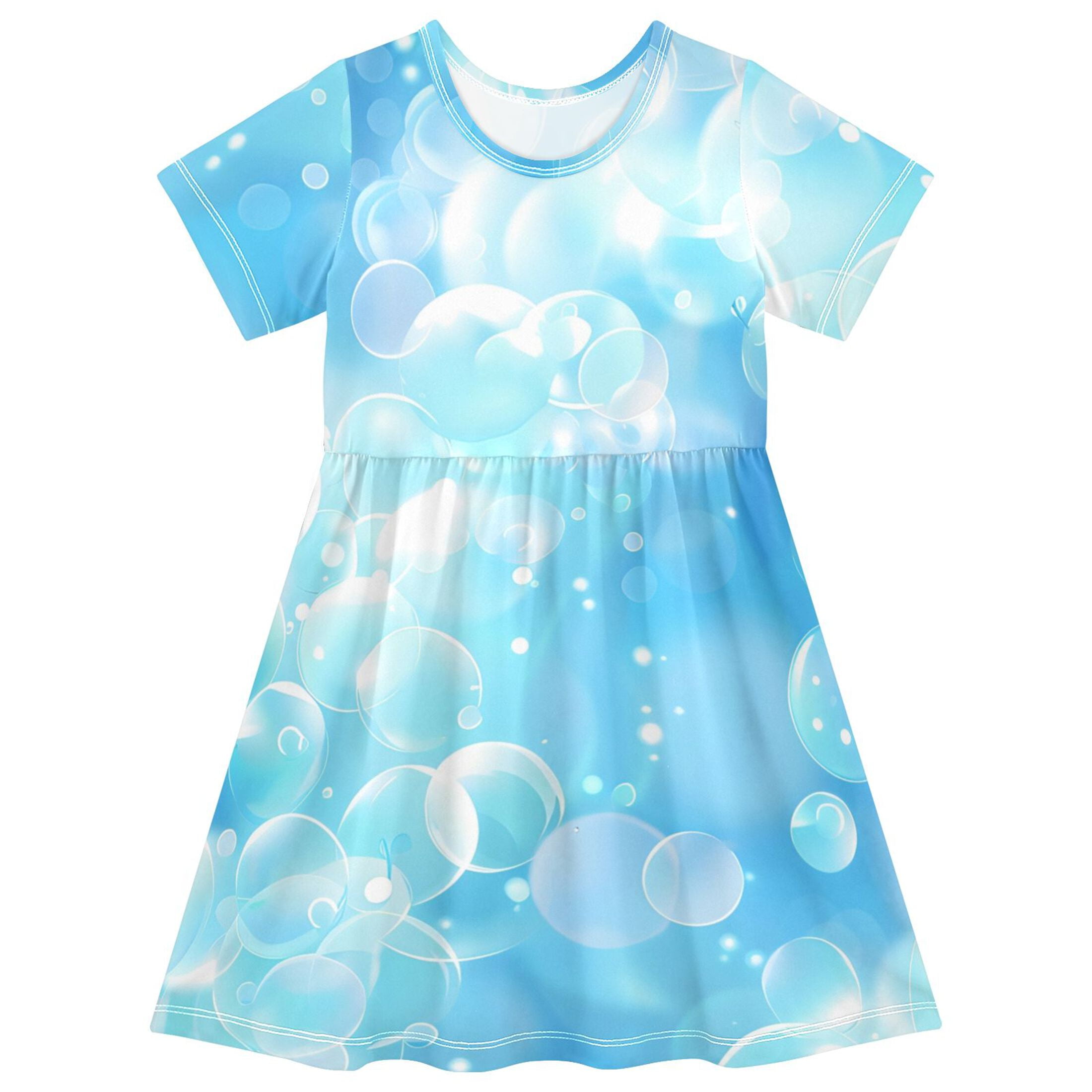 Transparent Bubbles Girls' Short Sleeve Dress A-Line One-Piece Dress ...