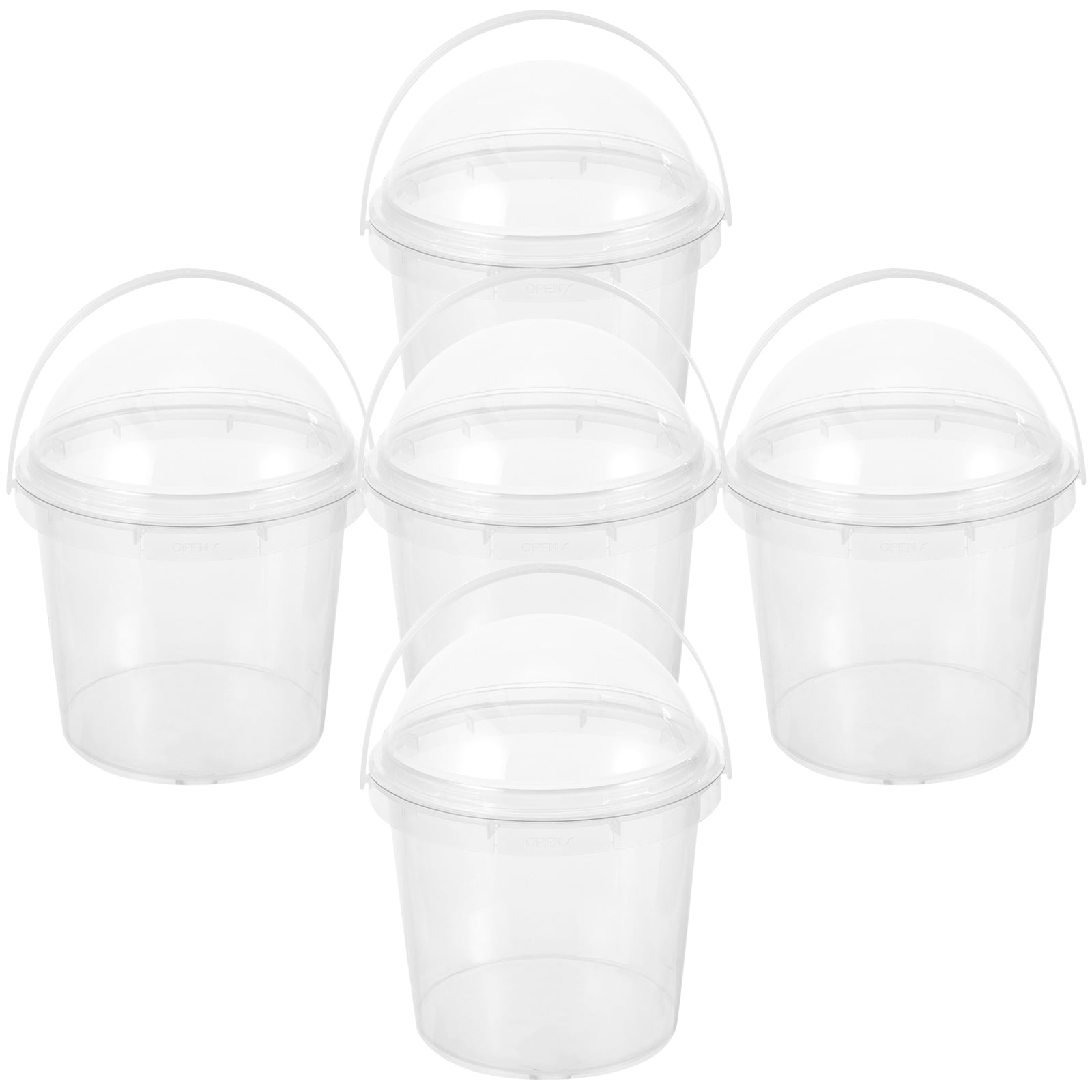 ifundom Food Grade Clear Plastic Buckets with Lids 5 Pack for Parties ...