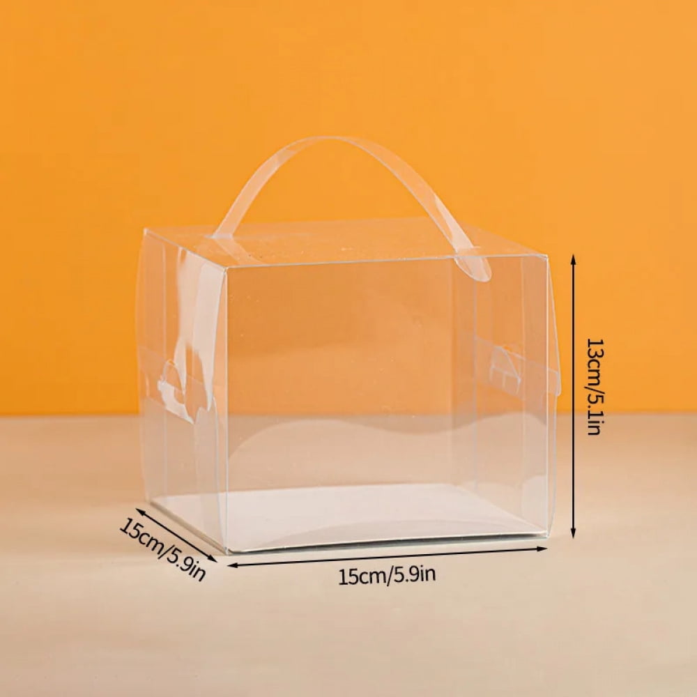Transparent Cake Box with Handle Plastic Cupcake Chocolate Box Packing ...