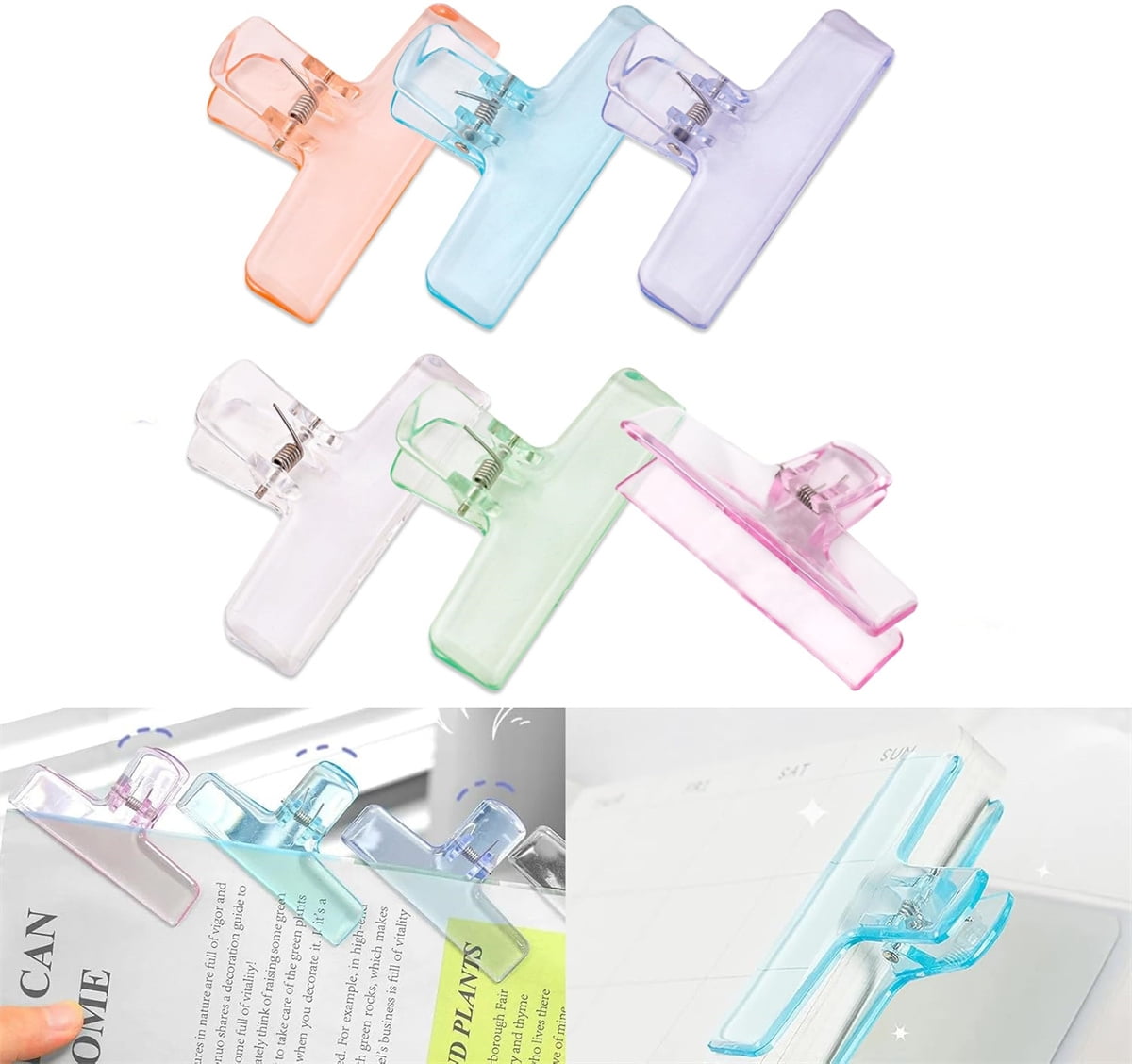 Transparent Candy-Colored Binder,6 Pcs Potato Chip Bag Sealing Clip ...