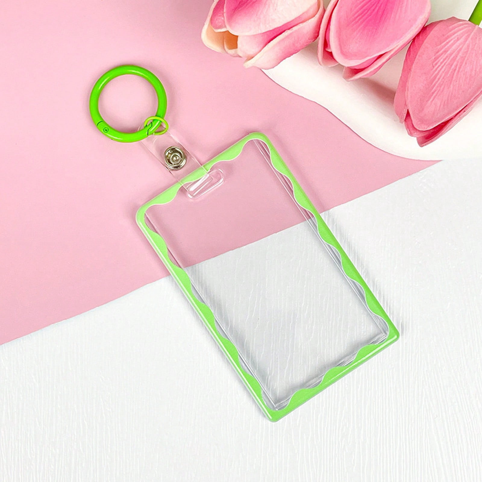 Transparent Card Sleeve With Key Fob For ID Cards, Meal Cards, Access ...