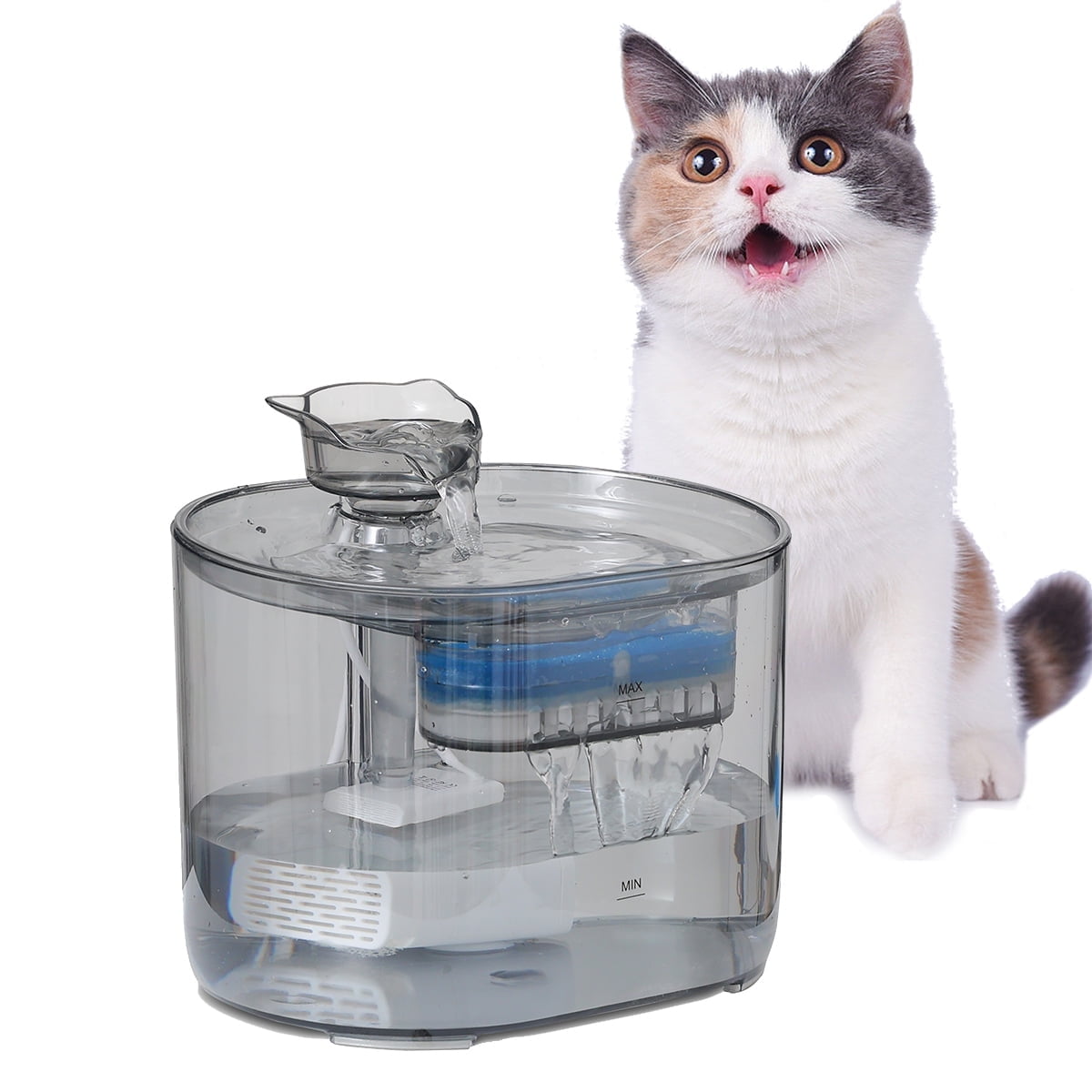 Transparent Cat Water Fountain,Three-Layer Filtration System,Ultra ...