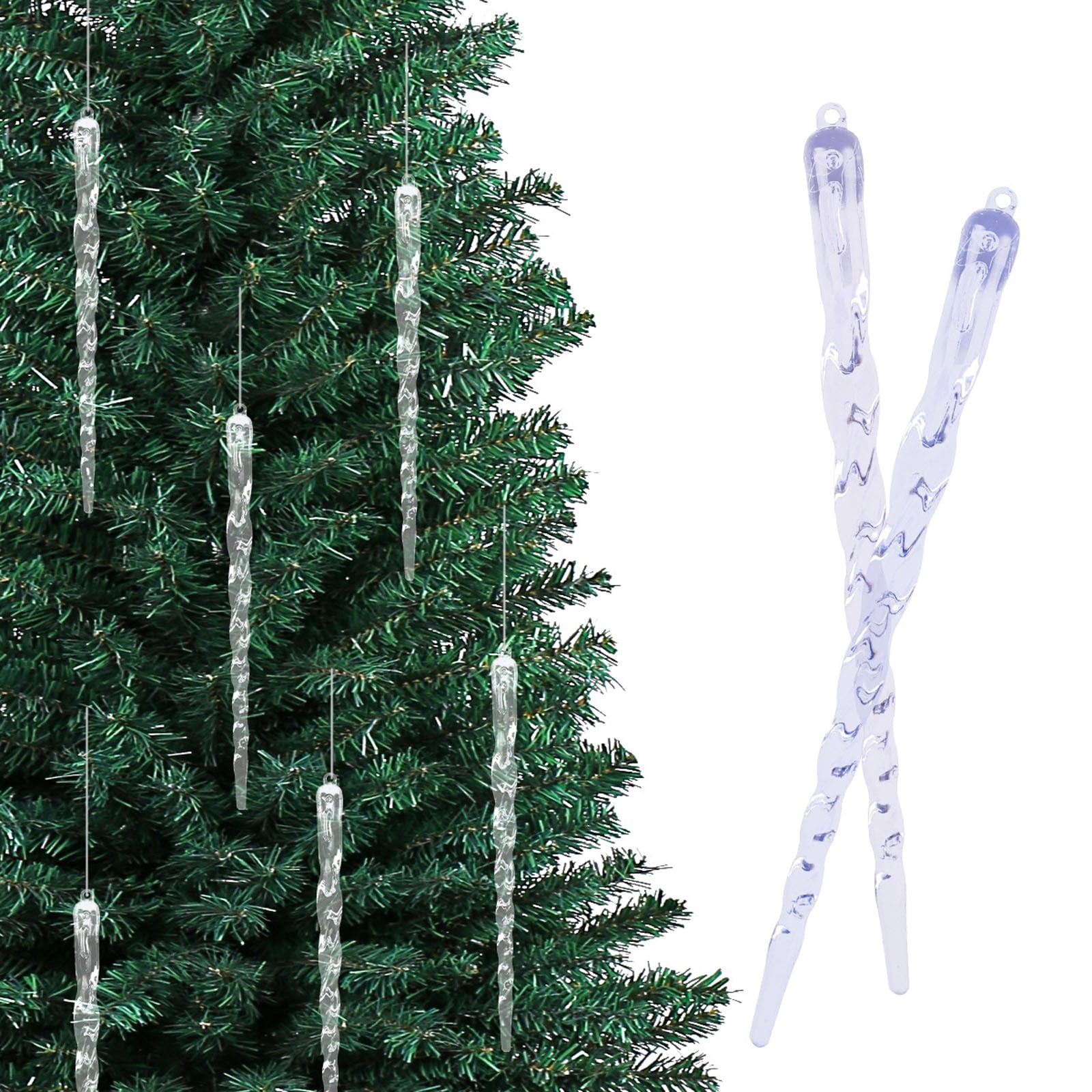 Transparent Christmas Icicle Decorations, 12-piece Set, Shatterproof ...