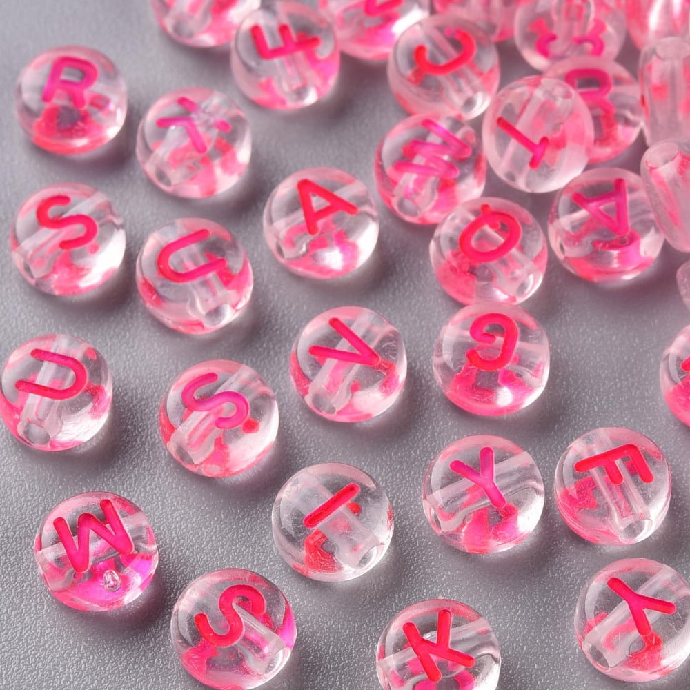 Transparent Clear Acrylic Beads Horizontal Hole Flat Round with Random ...