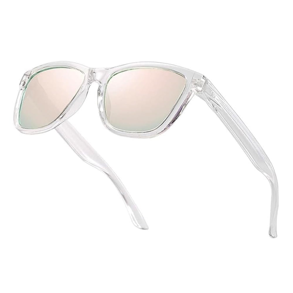 Transparent Clear Rose Gold Lens Polarized UV Protection Trendy Retro ...