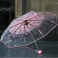Transparent Clear Sakura 3 Fold Umbrella UV Protection Windproof Travel ...