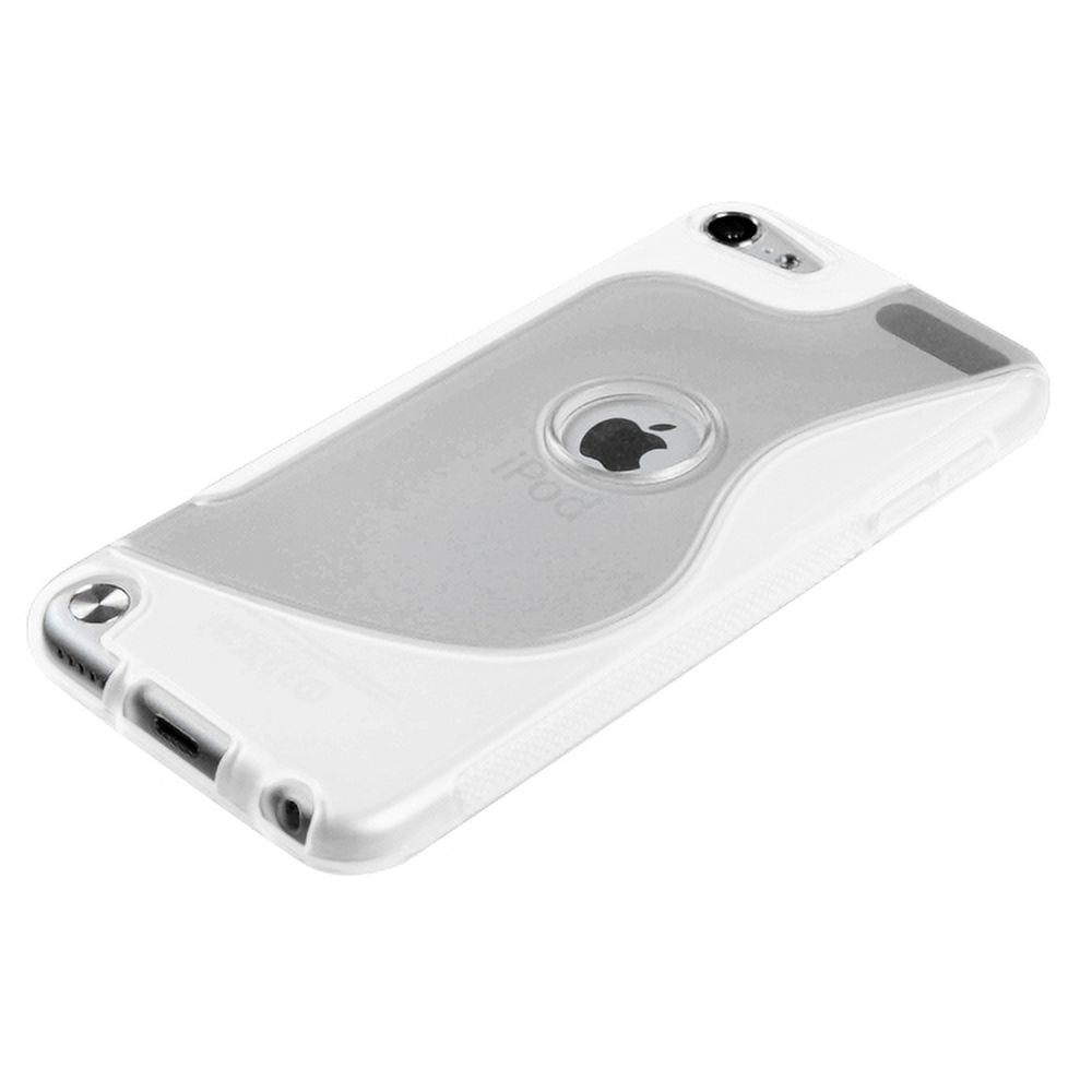 Transparent Clear/Solid White (S Shape) Gummy Cover for APPLE iPod ...