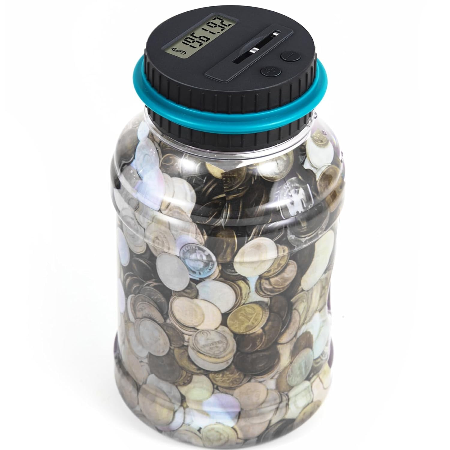 Transparent Coin Bank for Kids, Clear Money Saving Jar for Counting ...