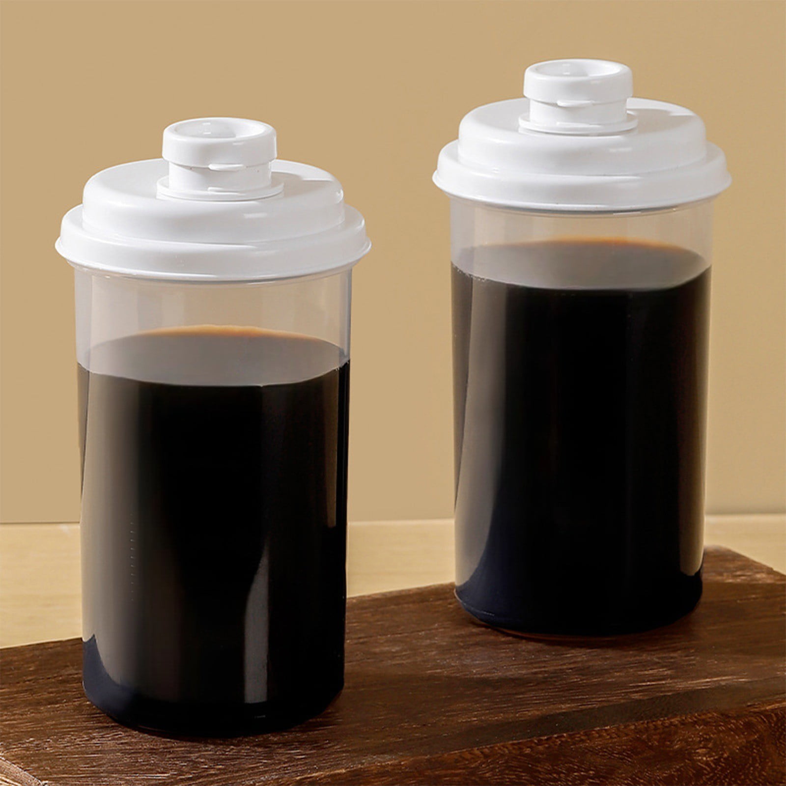 Transparent Cold Brew Coffee Mug with Scale, Leak Proof Airtight Lid ...