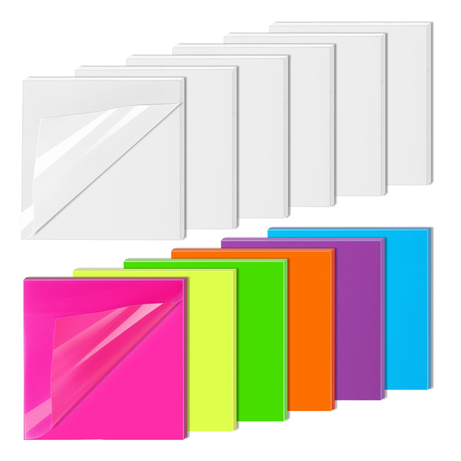 Transparent Colorful 600 Sheets(12 Pads) Clear Sticky Notes 3x3 Inch ...