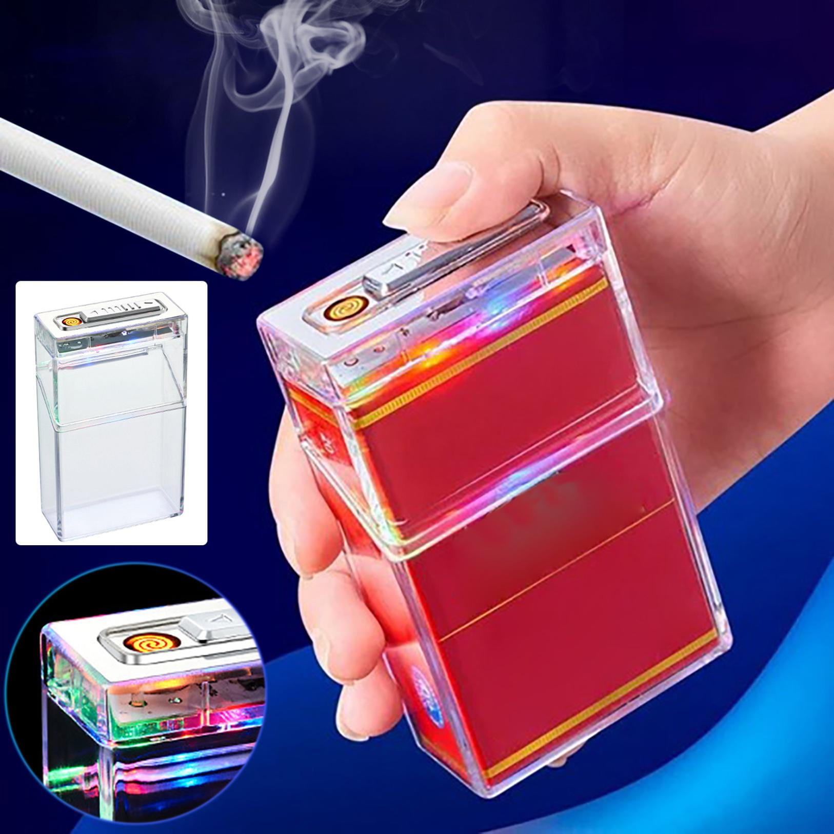Transparent Colorful Light Cigarette Case With Tungsten Lighter Usb ...