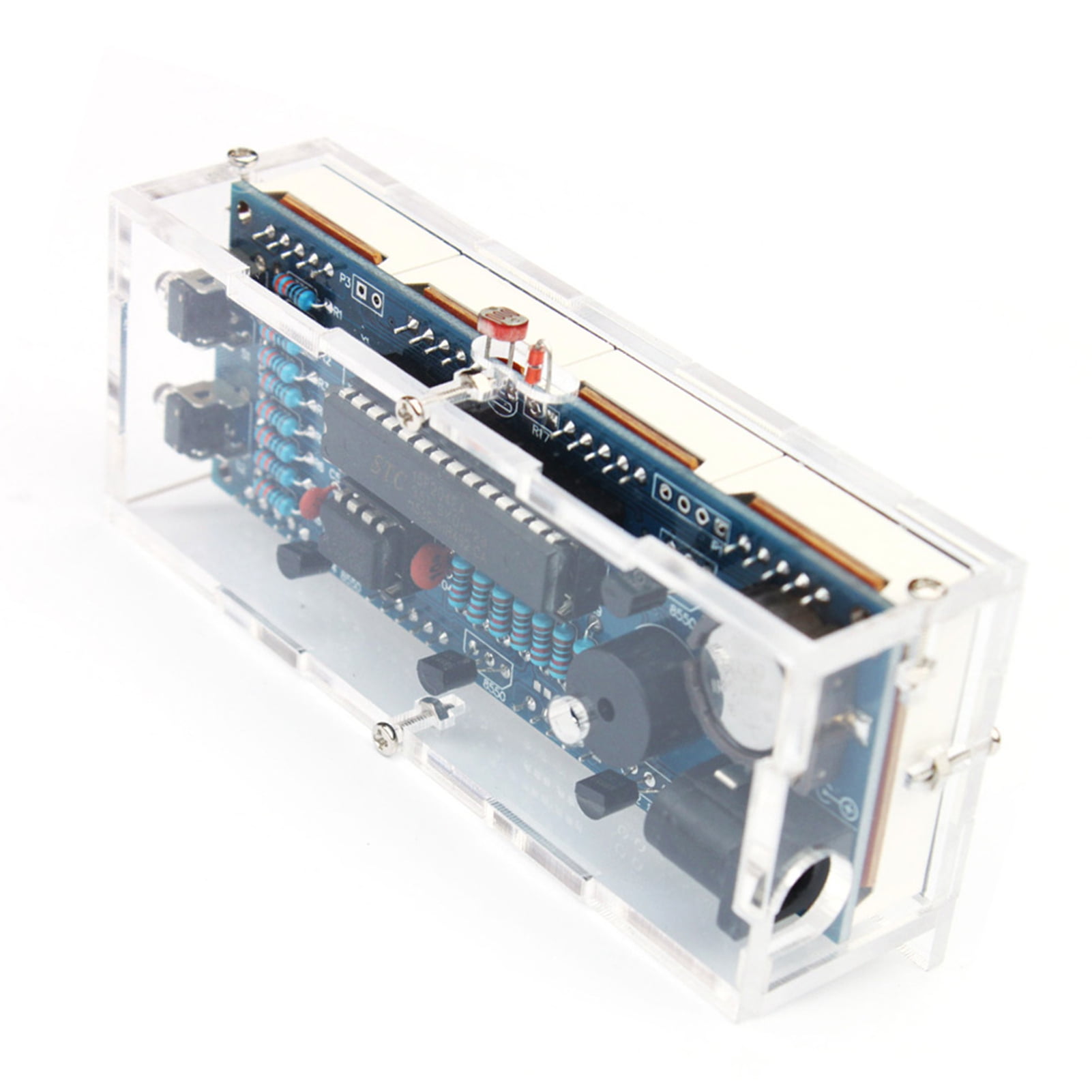 Transparent Compact 4 Digit Digital LED Clock Kit Light Control ...