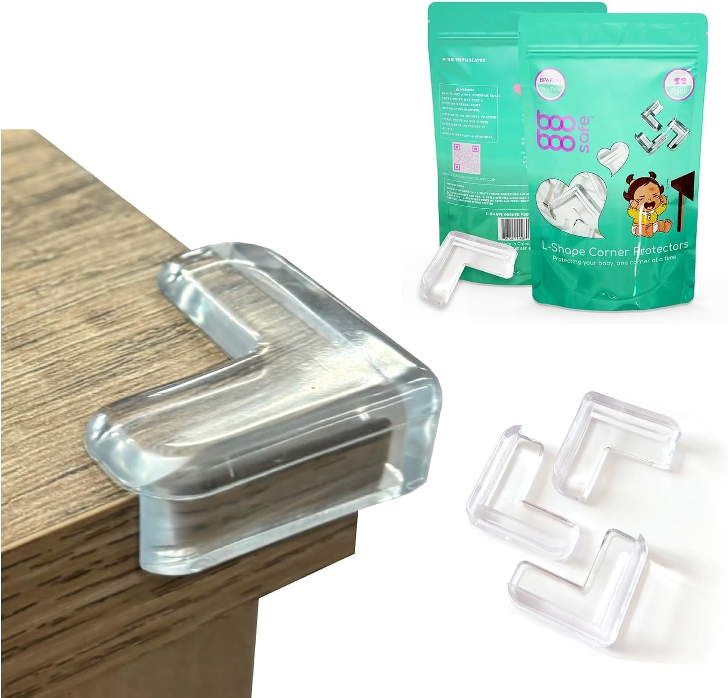 12-Pack Transparent Corner Protectors, BPA-Free L-Shape Edge Guards for ...