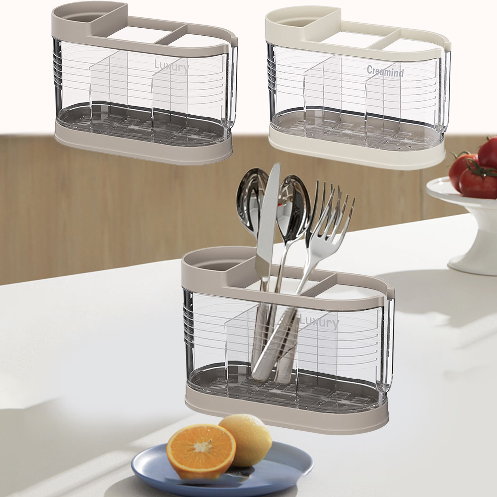 Transparent Countertop Chopstick Holder, Drainable Cutlery Organizer ...