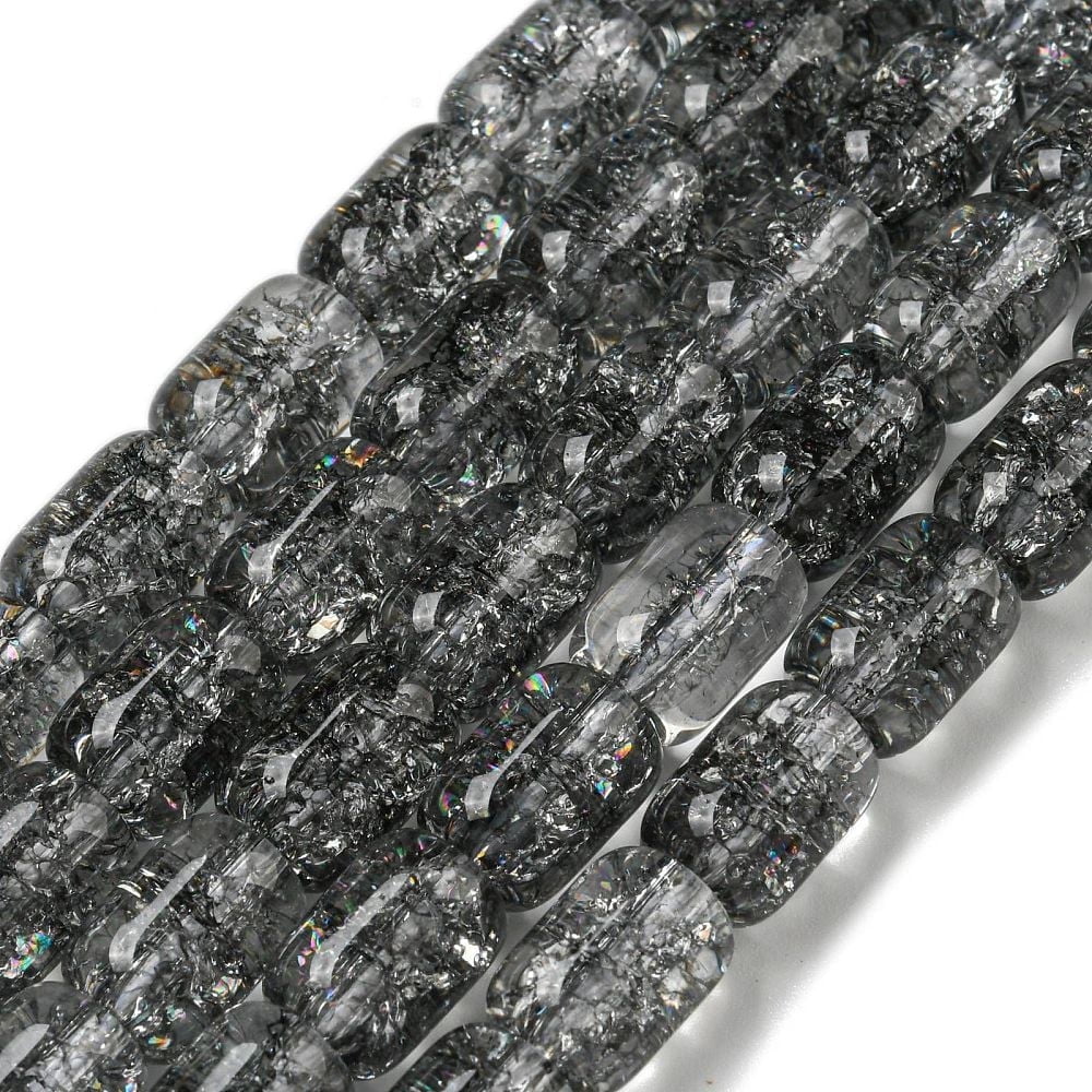 Transparent Crackle Glass Beads Strands Column Black 11x8mm Hole: 1.2mm about 36pcs/strand 15.35 ...