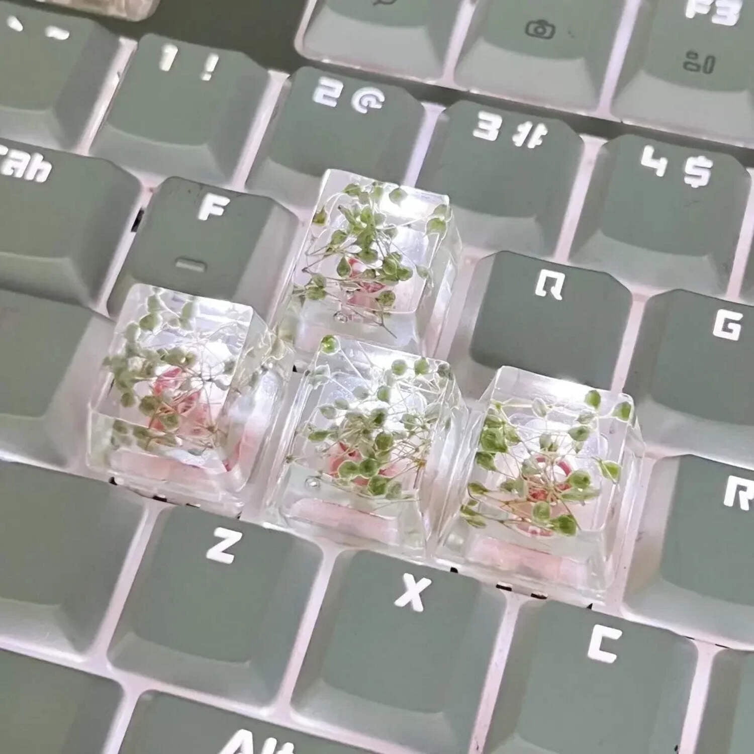 Transparent Cross Shaft Keycap Custom Spot Starry Sky Resin Artisan ...