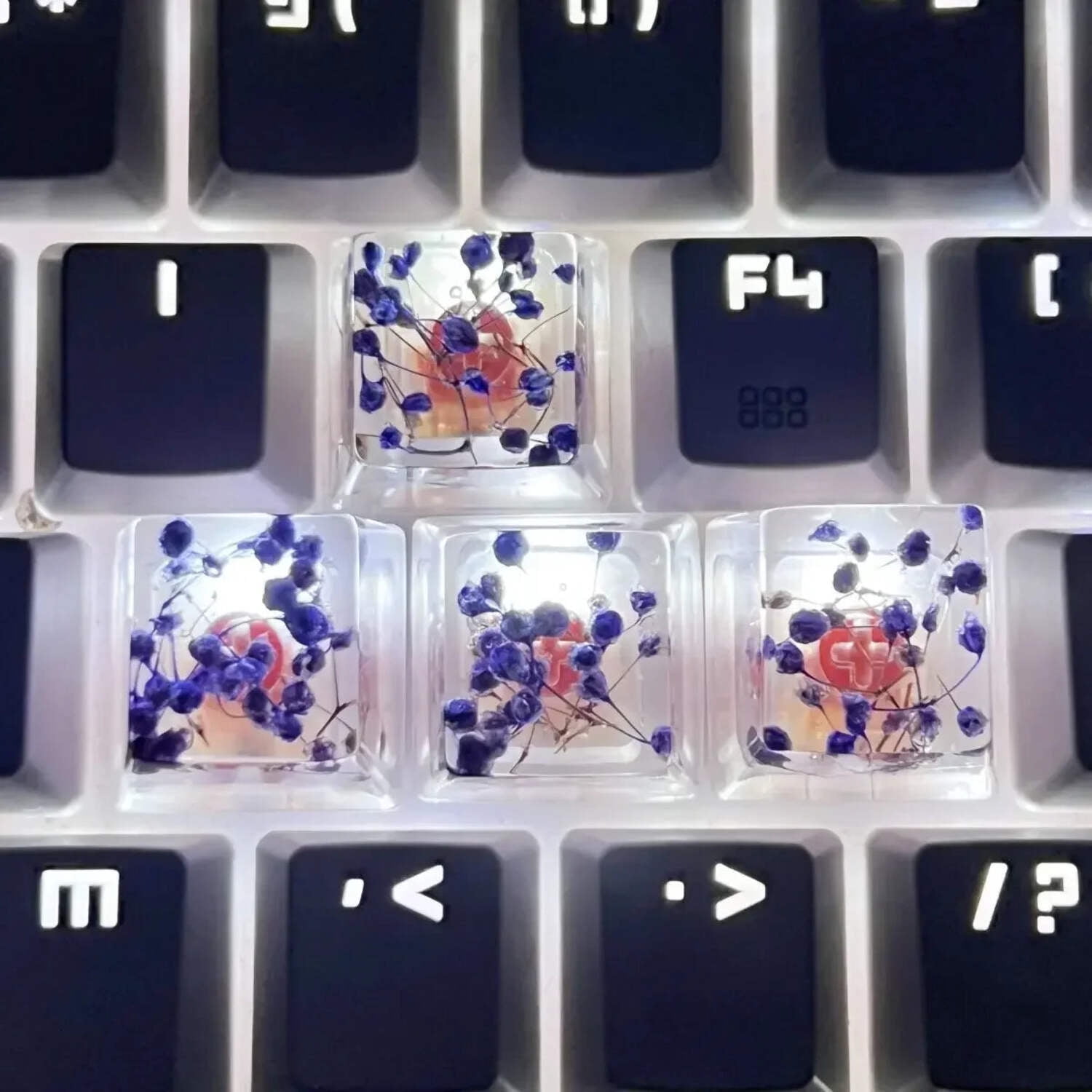 Transparent Cross Shaft Keycap Custom Spot Starry Sky Resin Artisan ...